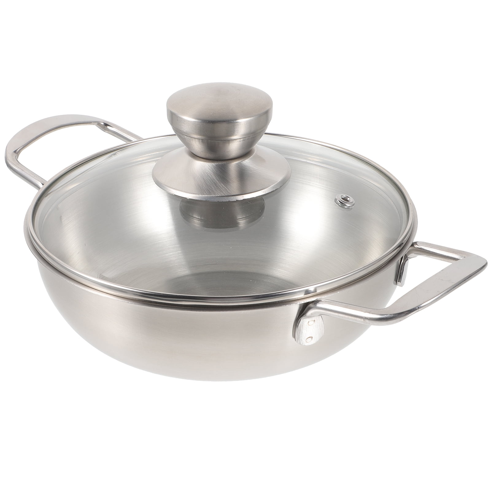 Mini Hot Pot Pans for Cooking Stainless Steel Wok with Lid Saute Small ...