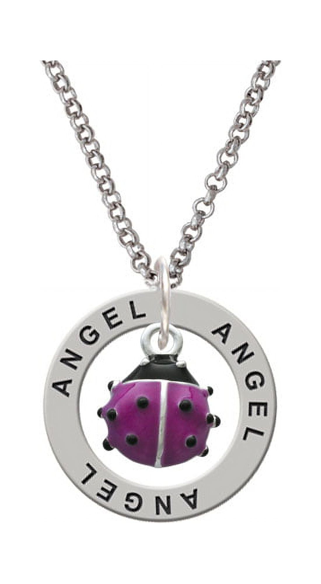 Mini Hot Purple Ladybug Angel Affirmation Ring Necklace - Walmart.com