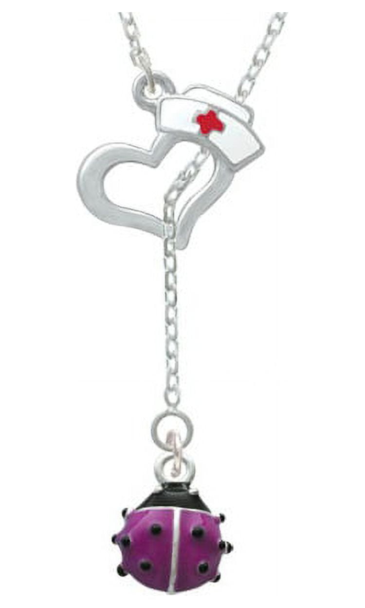 Mini Hot Purple Ladybug Open Heart Nurse Hat Lariat Necklace - Walmart.com