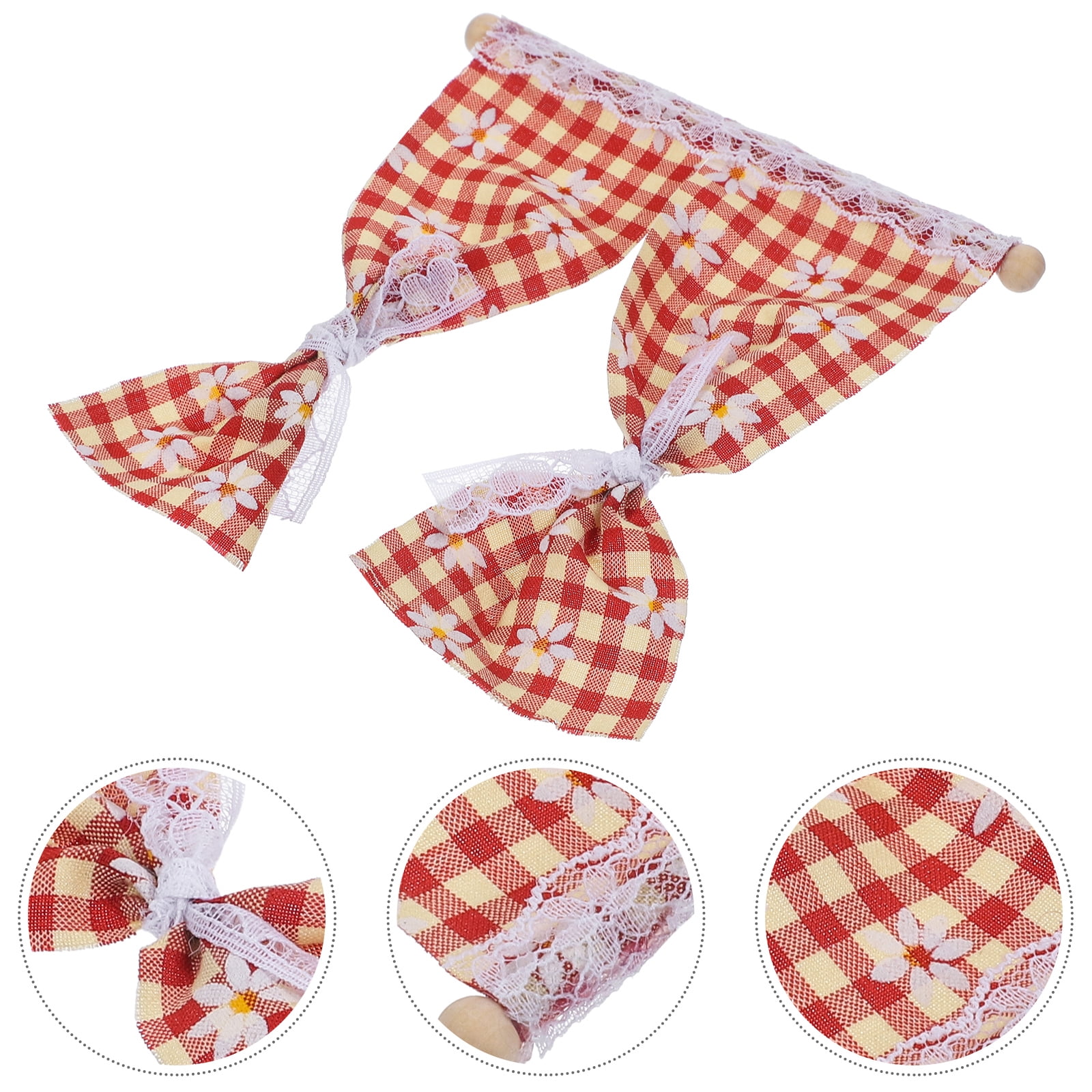 OUNONA Red Miniature Doll House Curtain for Decor with Premium Cloth ...