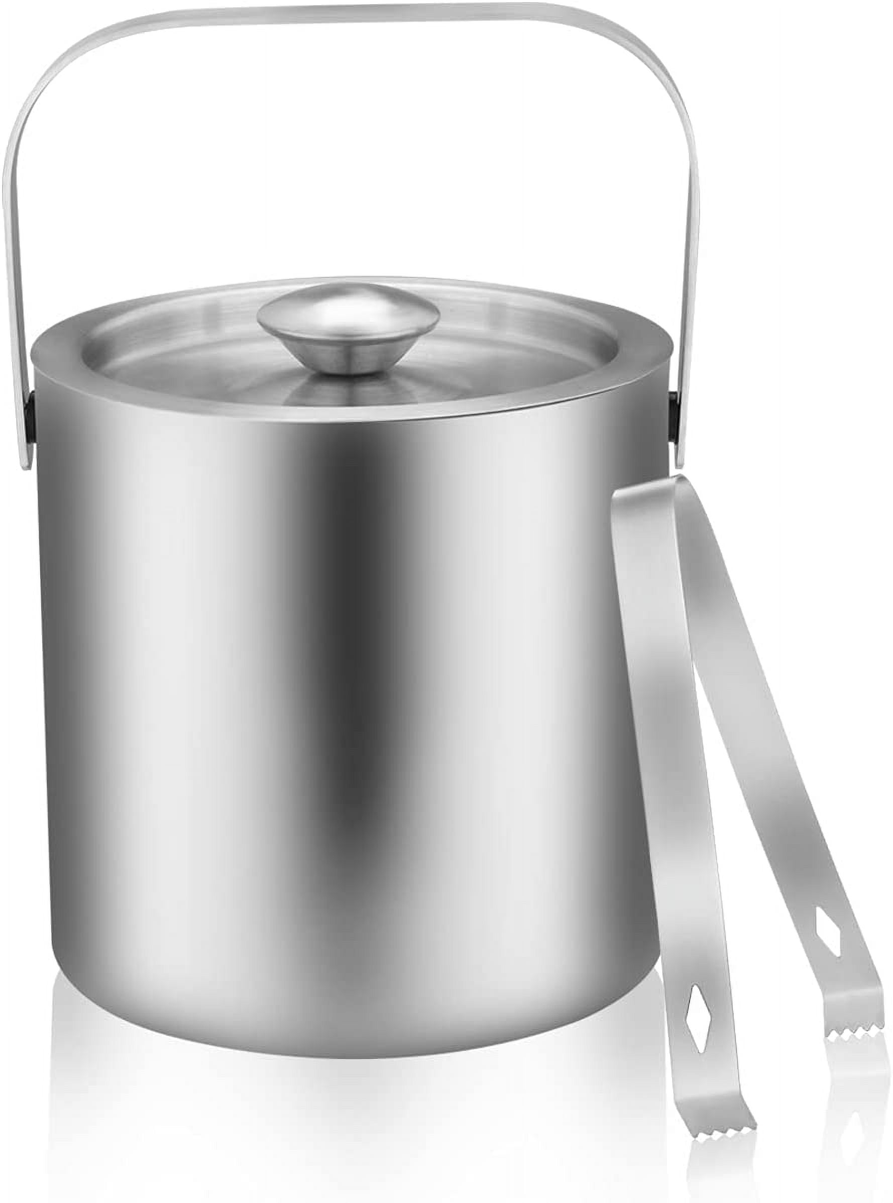 Mini Ice Bucket Portable Double Wall Ice Bucket with Tong,Stainless ...