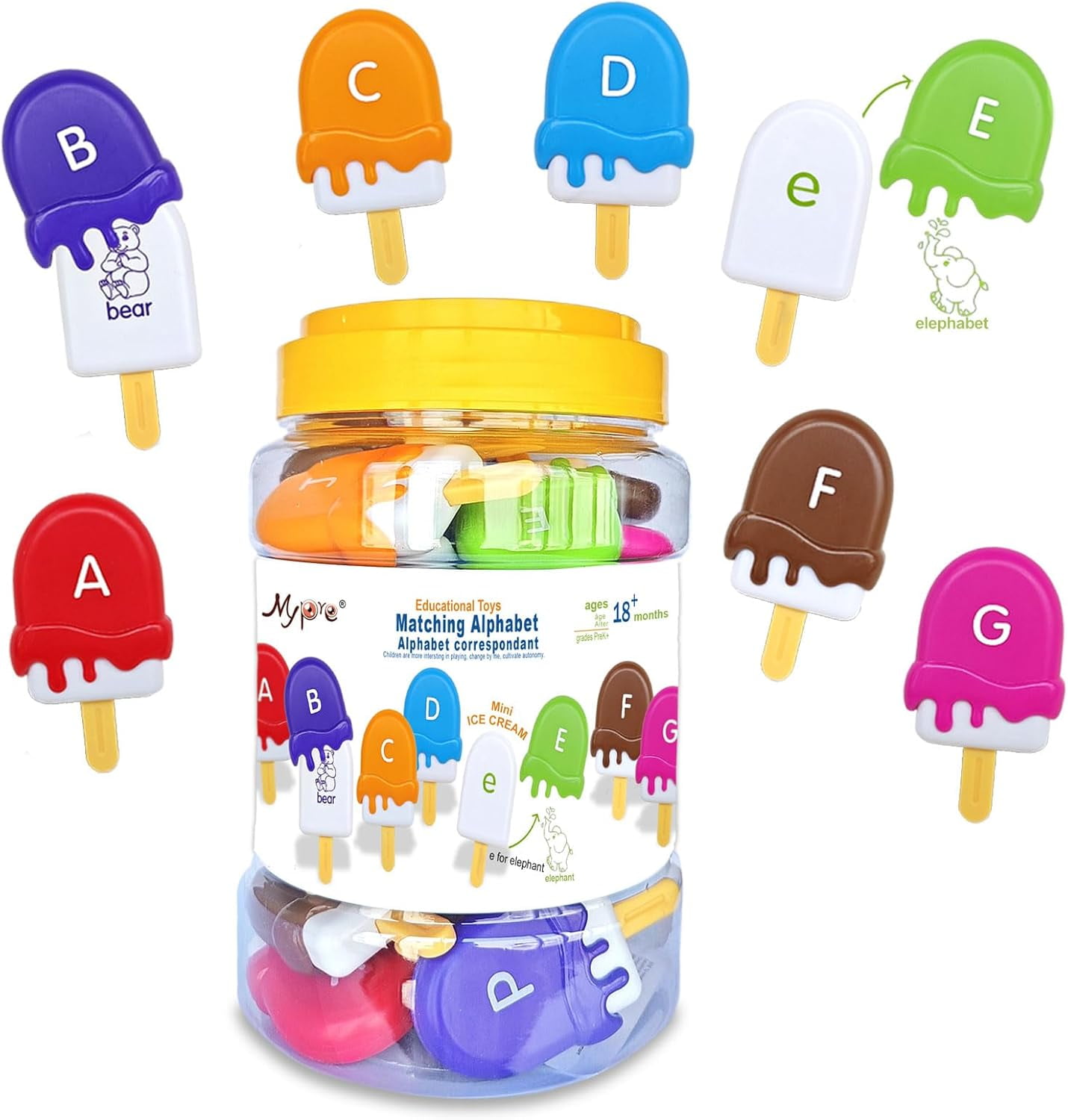 Mini Ice Cream ABC Toys Preschool Educational Alphabet Matching Game ...