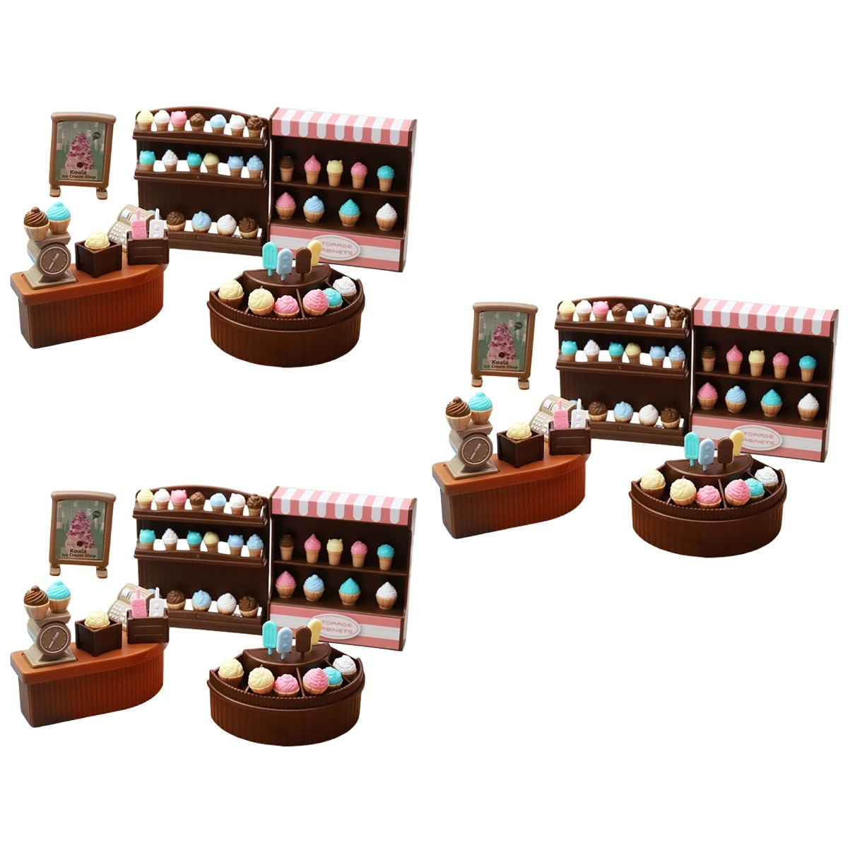 Mini Ice Cream Shop Miniature Counter Cake Cabinet Ornament Plastic ...