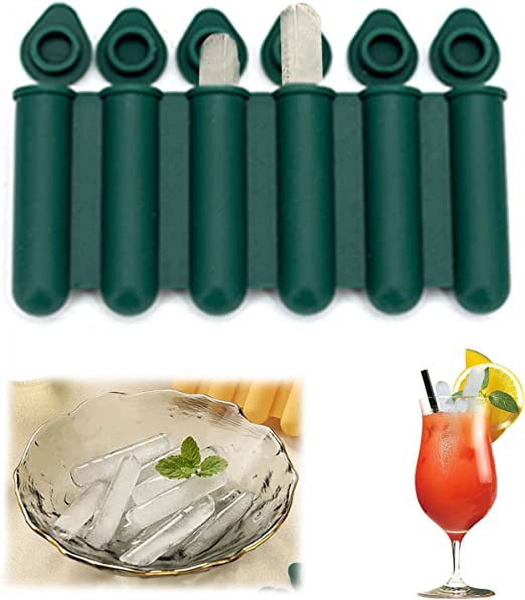 Mini Ice Cube Silicone Molds with Lids (Dark Green), Narrow and Long ...