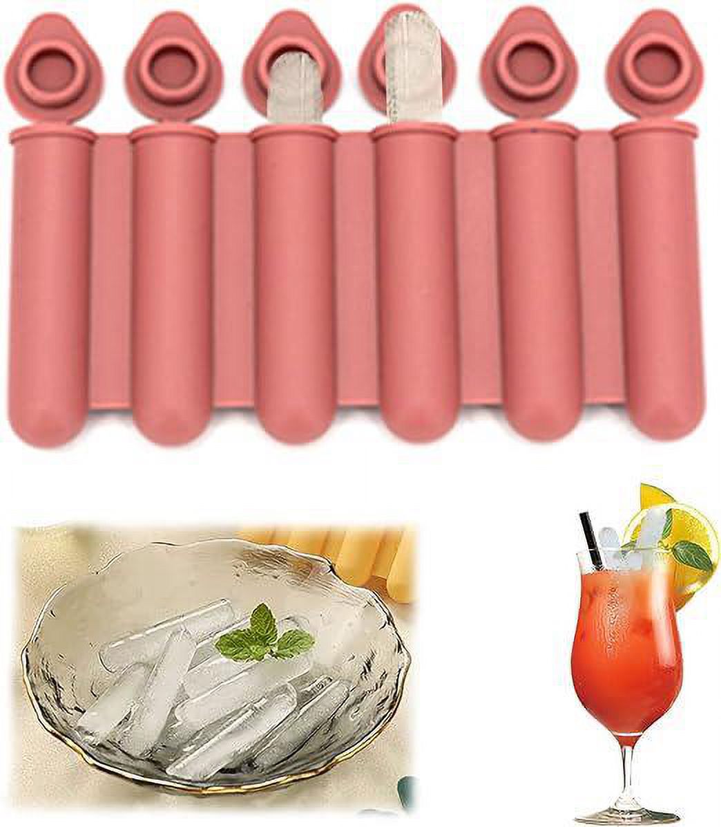 Mini Ice Cube Silicone Molds with Lids (Red), Narrow and Long, Easy to ...