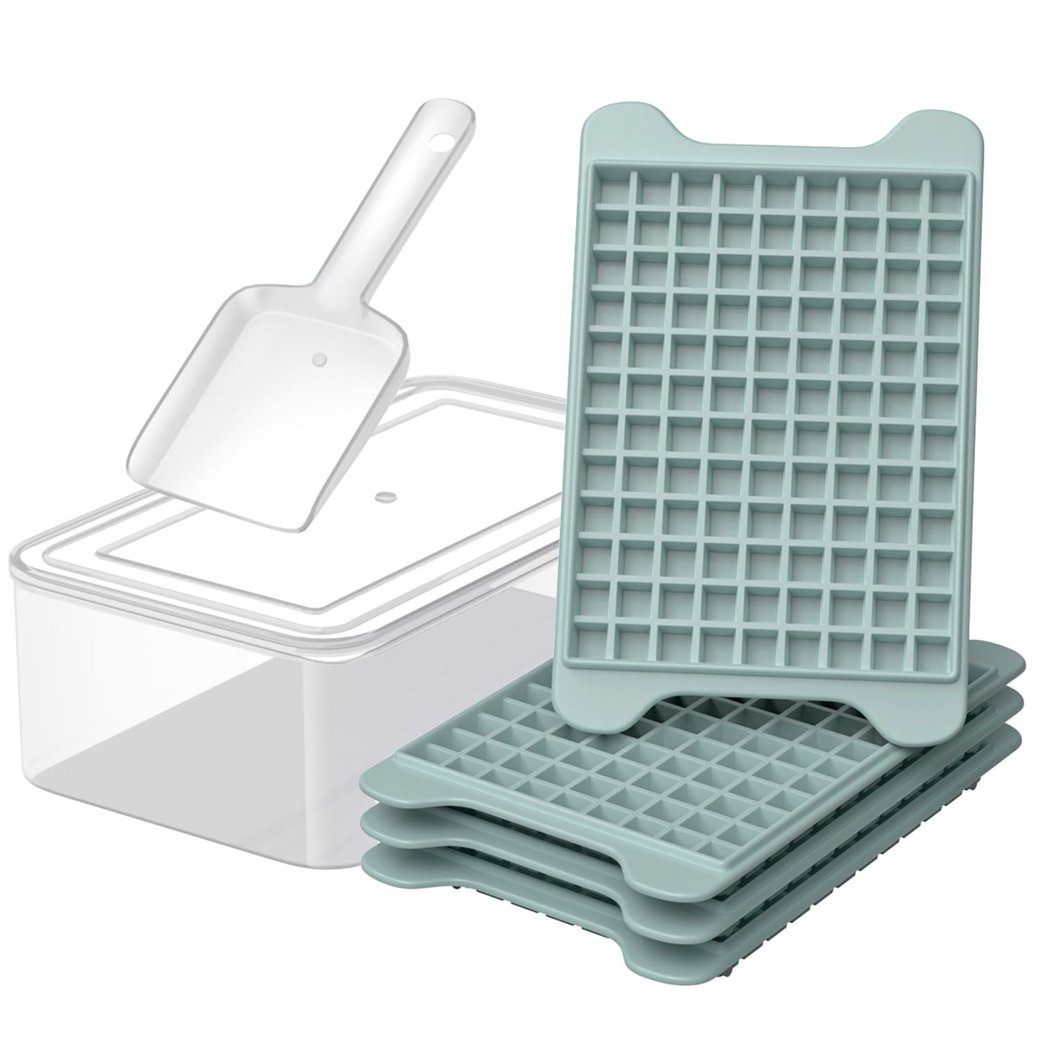 Mini Ice Cube Tray for Freezer: GGUW Nugget Ice Cube Tray with Bin ...