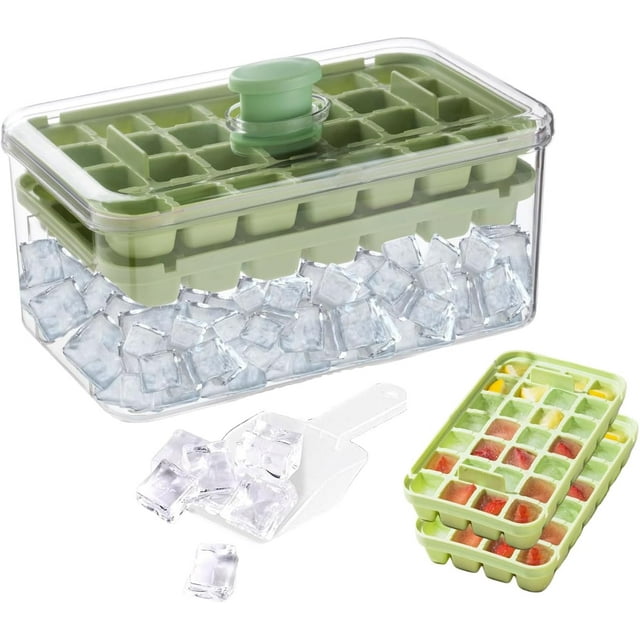 Mini Ice Cube Tray with Lid and Bin,56pcs Ice Cube Trays for Freezer ...