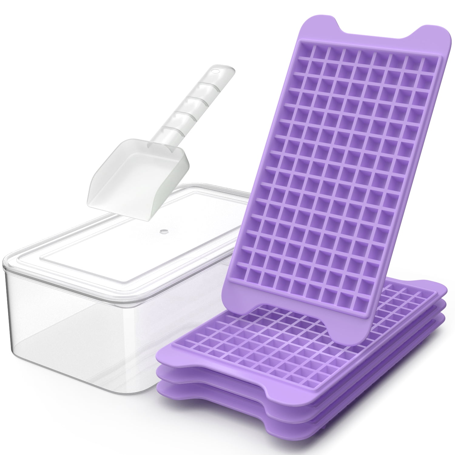 Mini Ice Cube Tray with Lid and Bin: TINANA 117×4 PCS Small Ice Trays ...