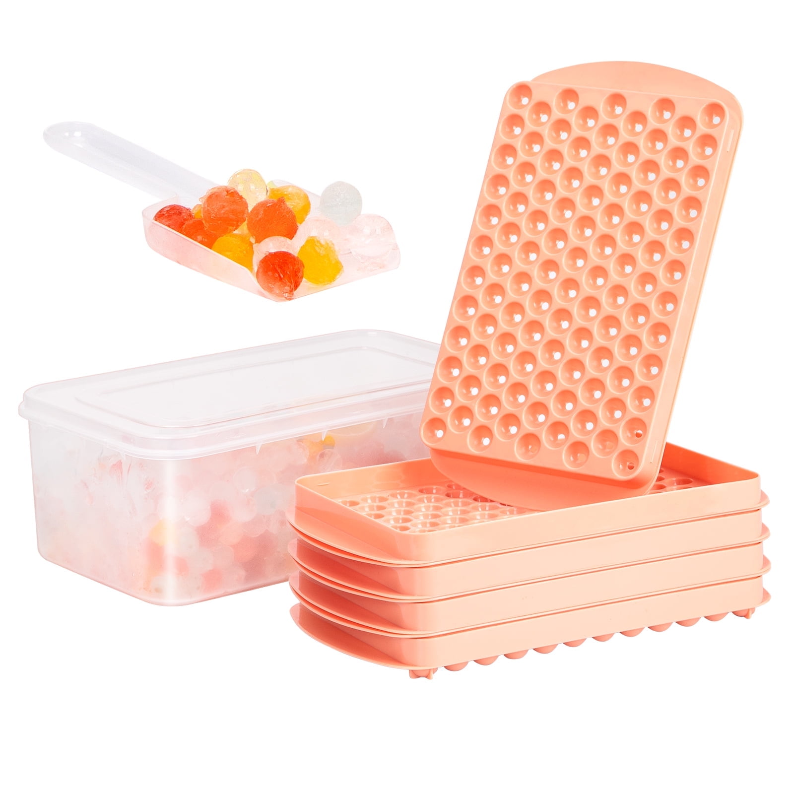 Mini Ice Cube Trays for Freezer, 104x4 PCS Round Ice Cube Mold with Lid ...
