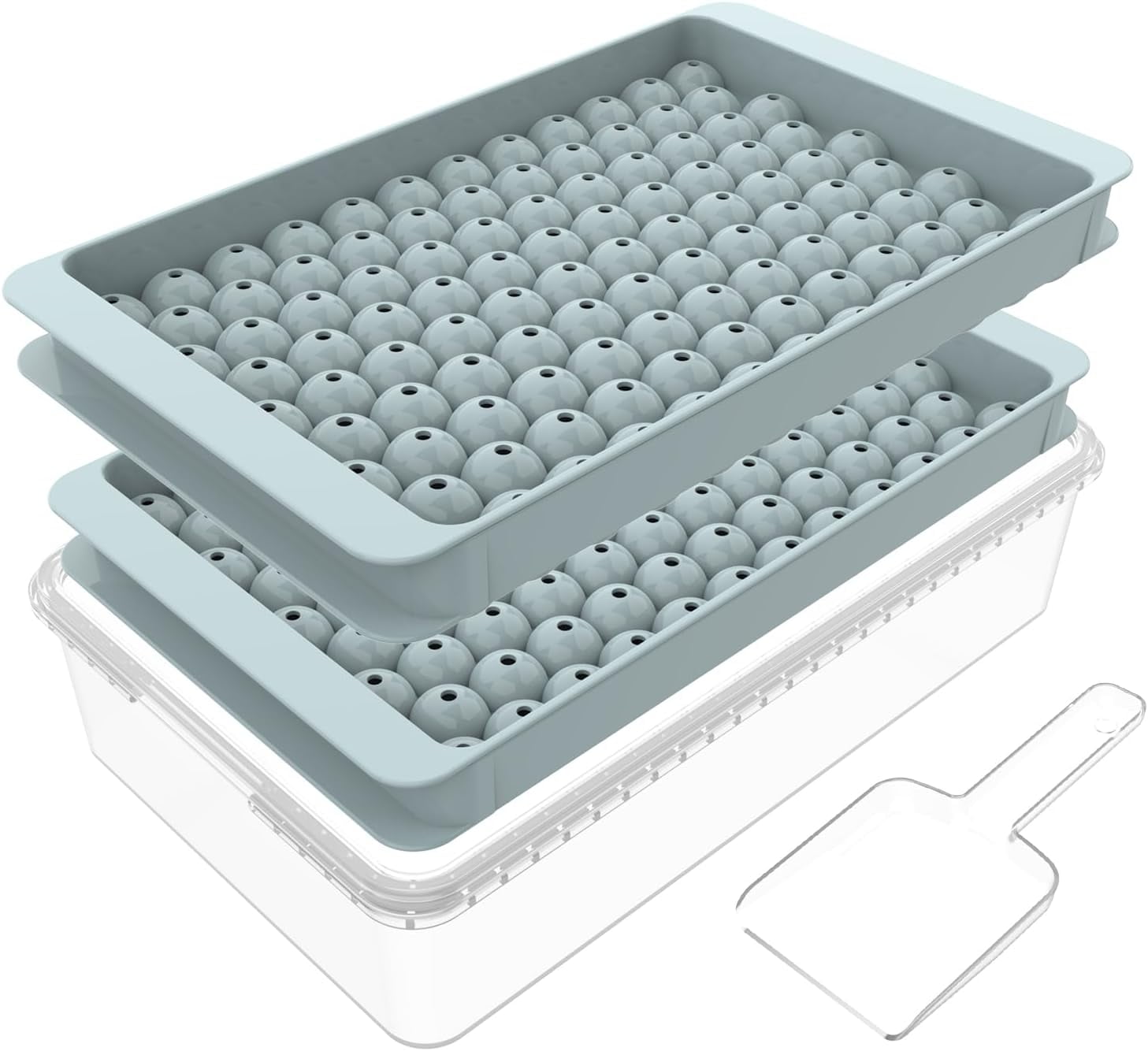 Mini Ice Cube Trays for Freezer(2 Pack), 0.55In Ice Cube Tray with Lid ...