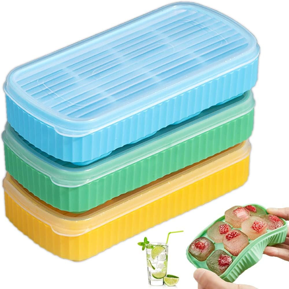 Gazdag Mini Silicone Ice Cube Trays with Lid 8-Compartment, Small ...