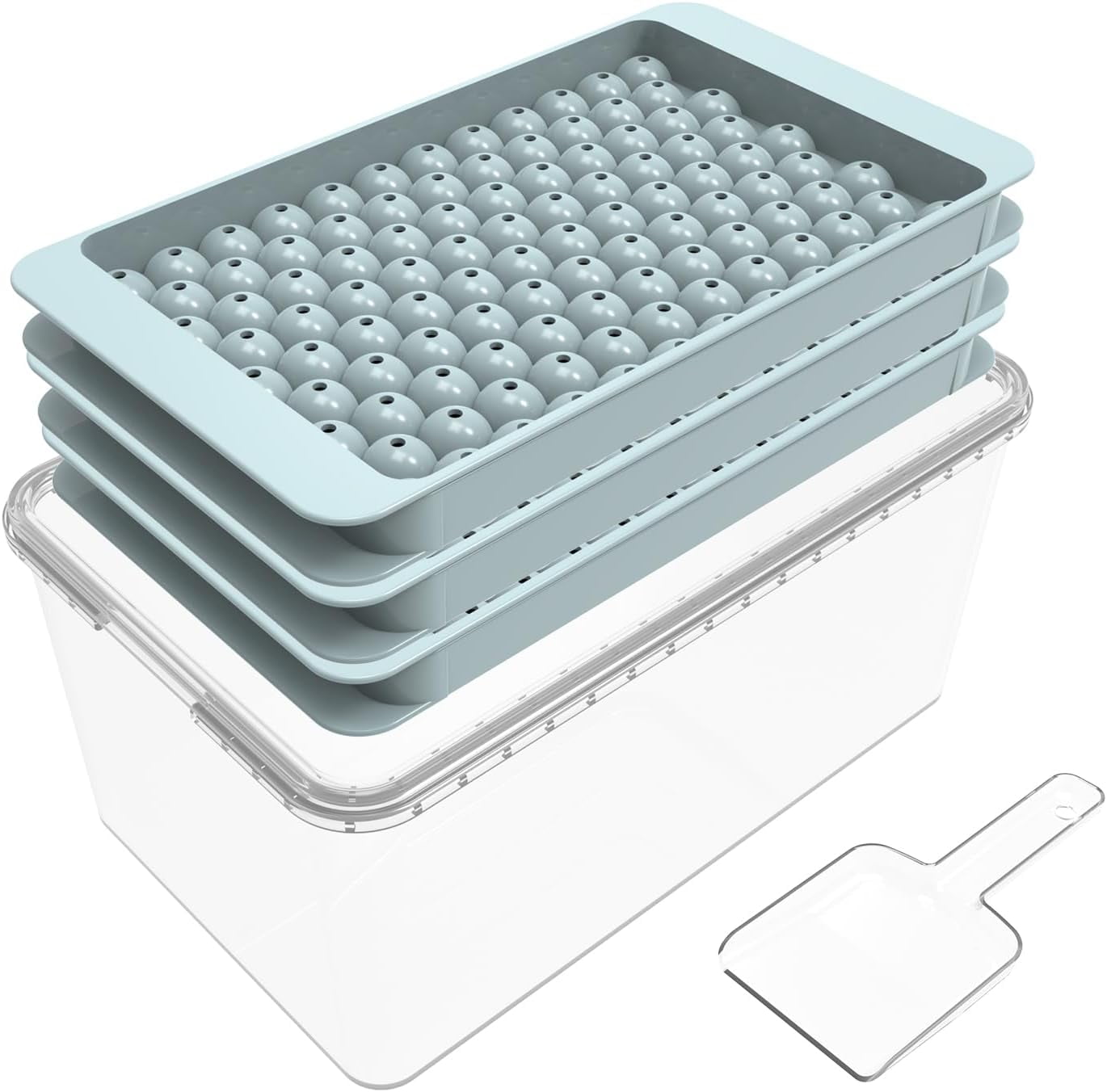 Mini Ice Cube Trays with Lid & Bin (3 Pack), 0.45IN Sphere Ice Cube ...