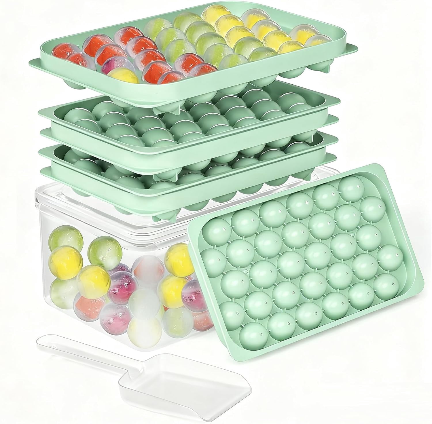 Mini Ice CubeTray with Lid & Storage Bin - 64 Pcs 0.75 Inch Small ...