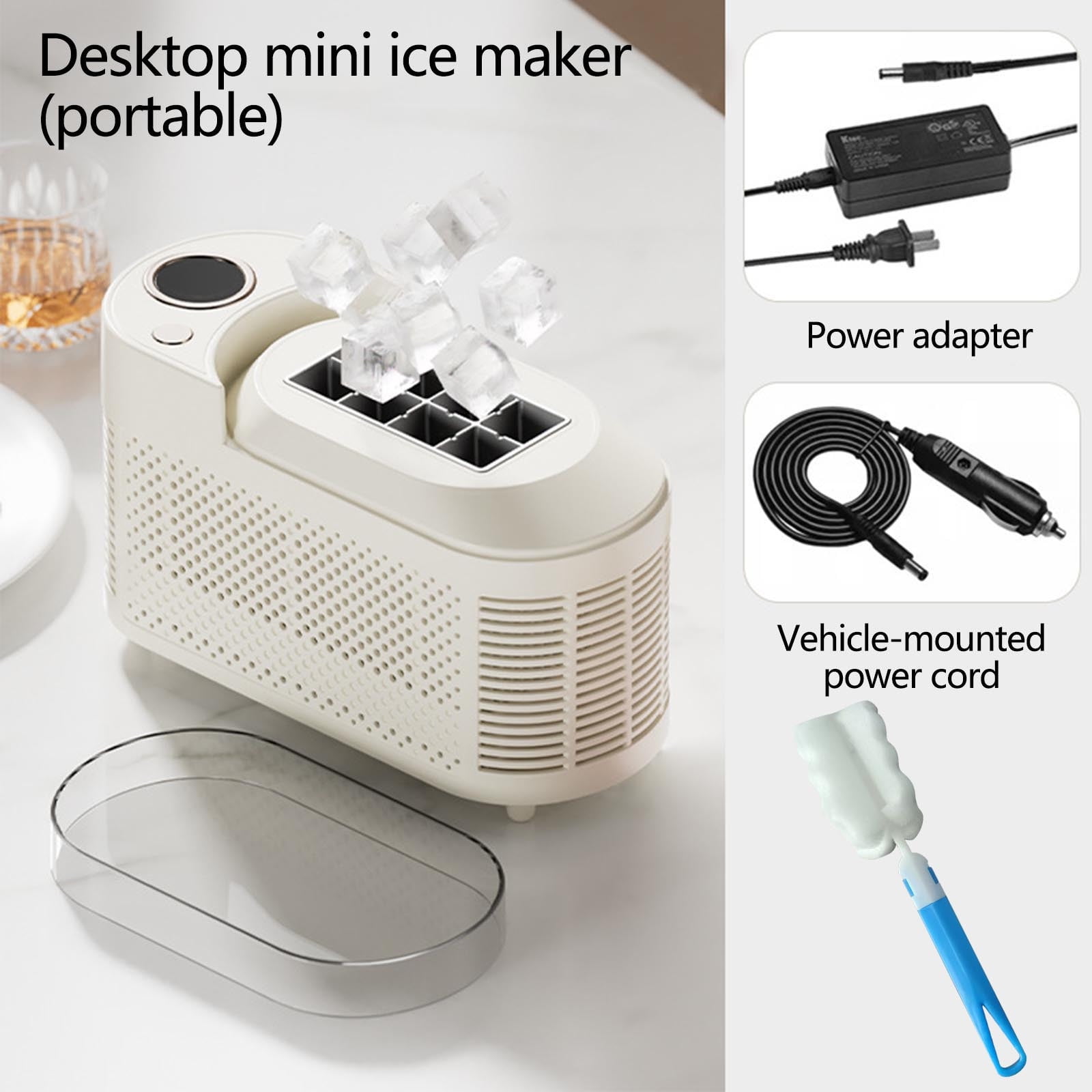 Mini Ice Maker, Portable Automatic Ice Machine with Transparent Window ...