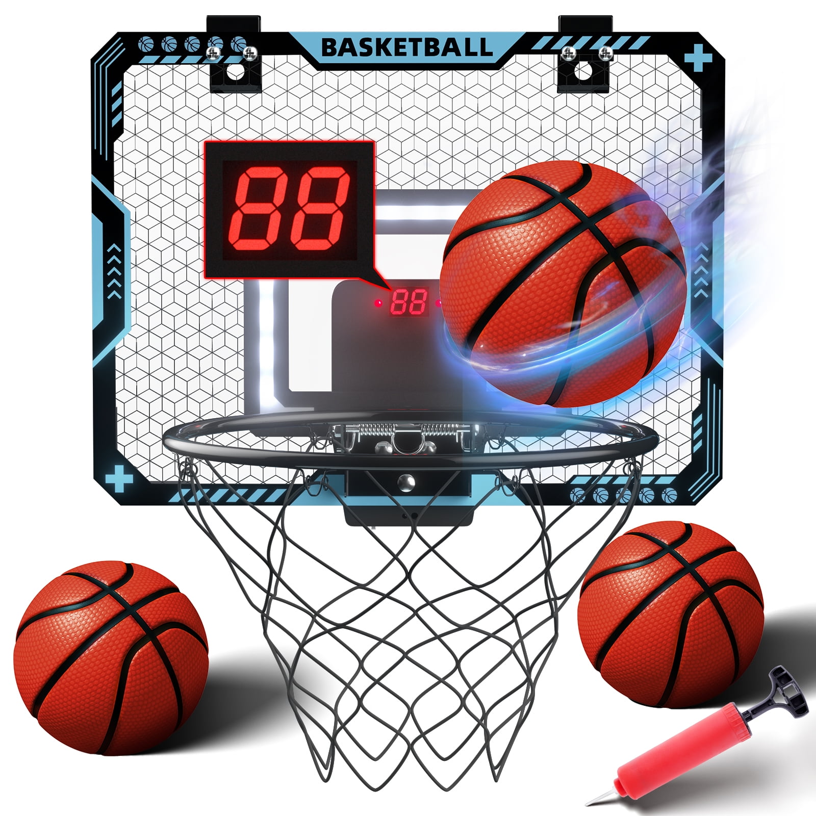 Mini Indoor Basketball Hoop with LED light & Electronic Scoreboard Over ...