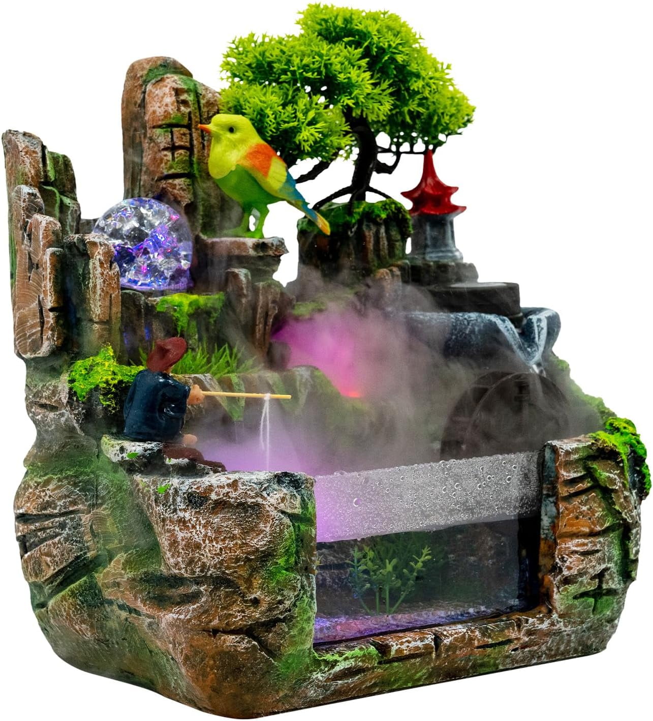 Mini Indoor Waterfall Rockery with Crystal Ball, Water Fountains Indoor Tabletop Fountains Mini ...
