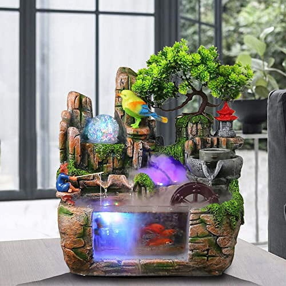 Mini Indoor Waterfall Rockery, Tabletop Water Mist Fountain Stone Decor ...