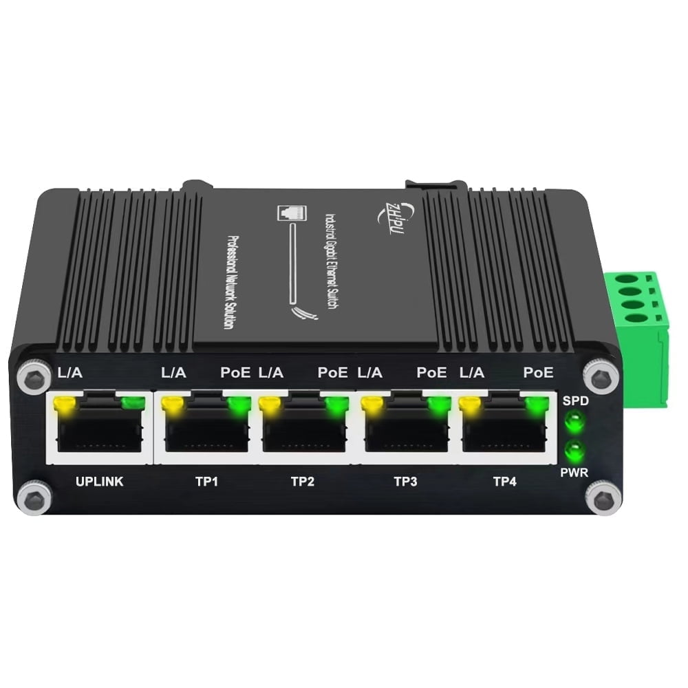 Zhpuostd Mini Industrial 5-Port Gigabit Ethernet Switch, 4 PoE Ports ...