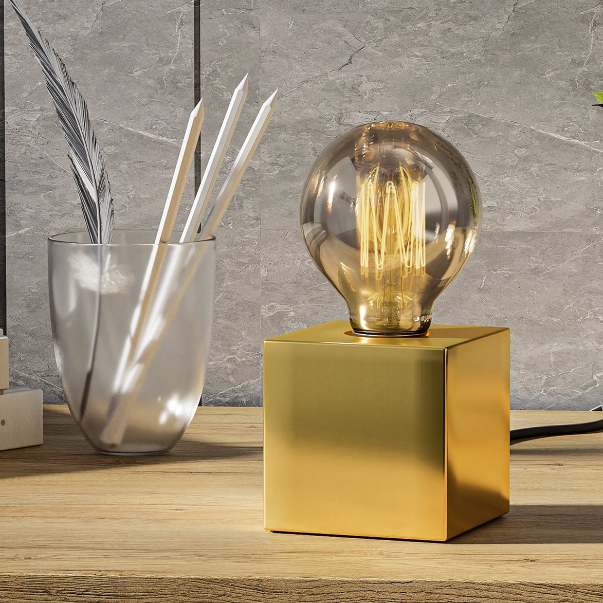 Mini Industrial Table Lamp Base, Bedside Gold Nightstand Light Modern ...