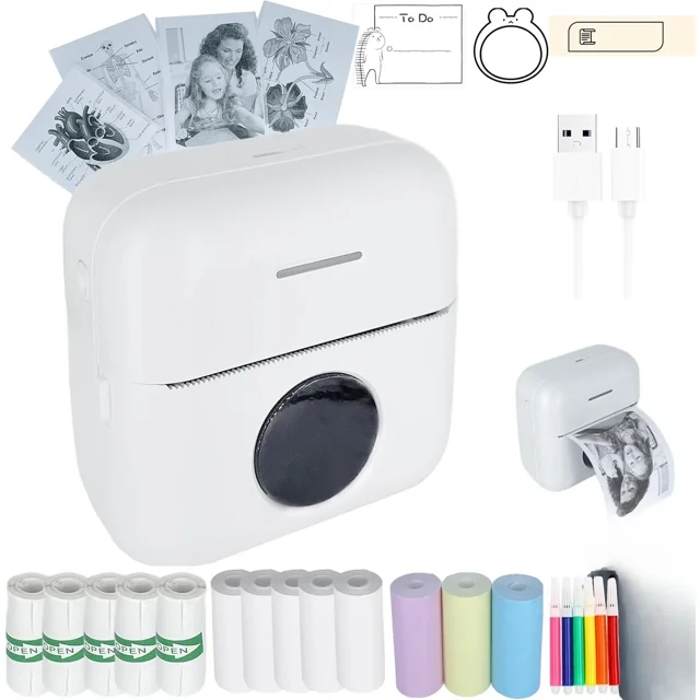 Mini Inkless Sticker Printer HD Thermal Sticky Note Print Pod Sticker ...