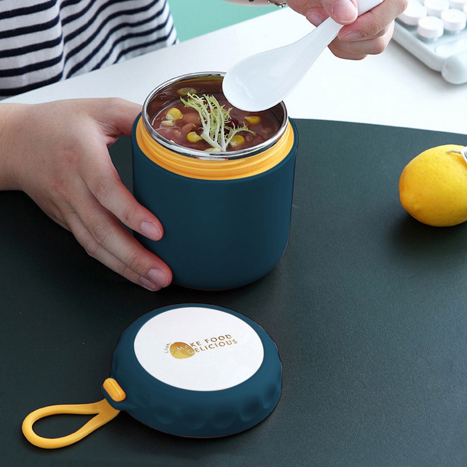 Mini Insulation Bucket Small Lunch Box Office Worker with Soup Cup ...