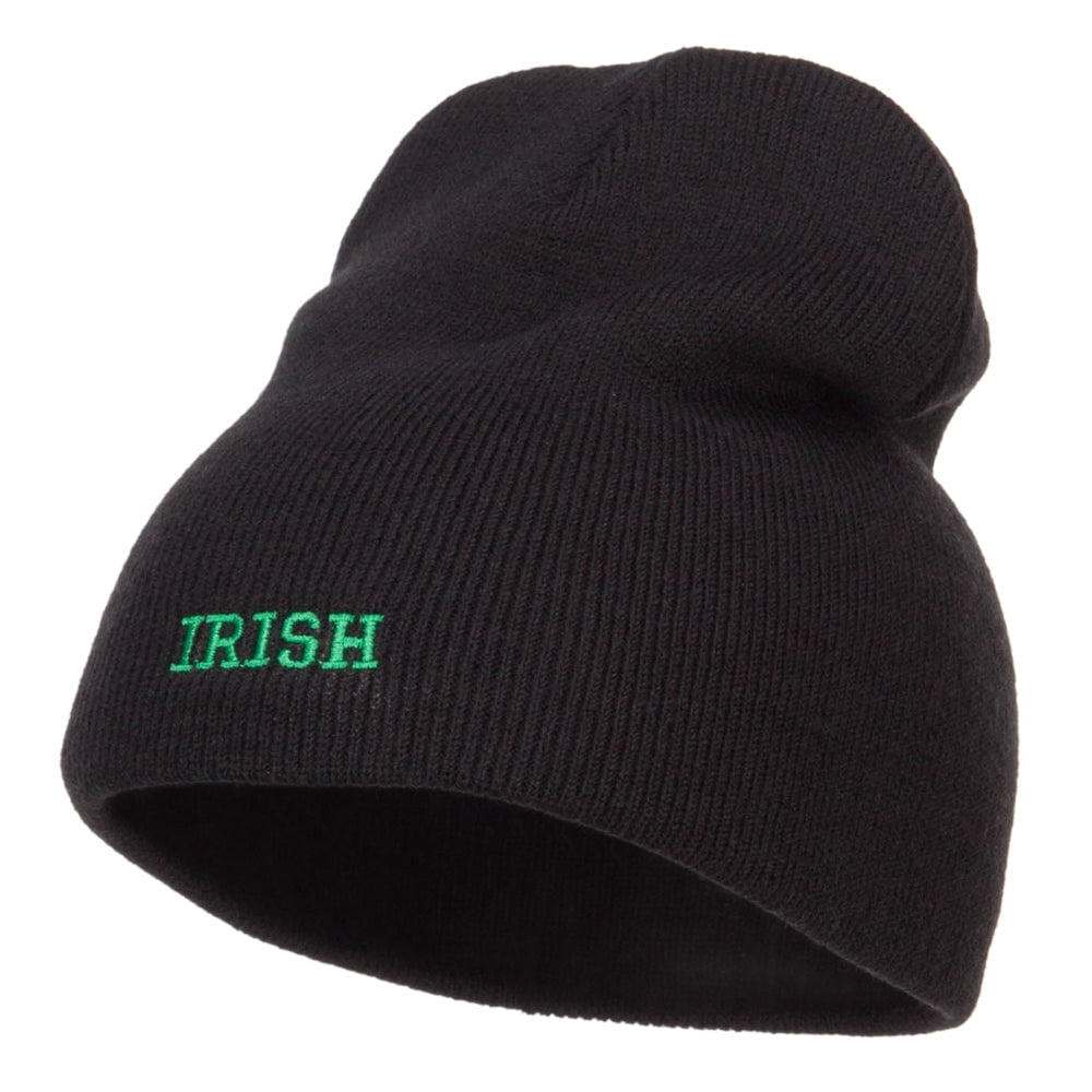 Mini Irish Embroidered Short Beanie - Black OSFM - Walmart.com