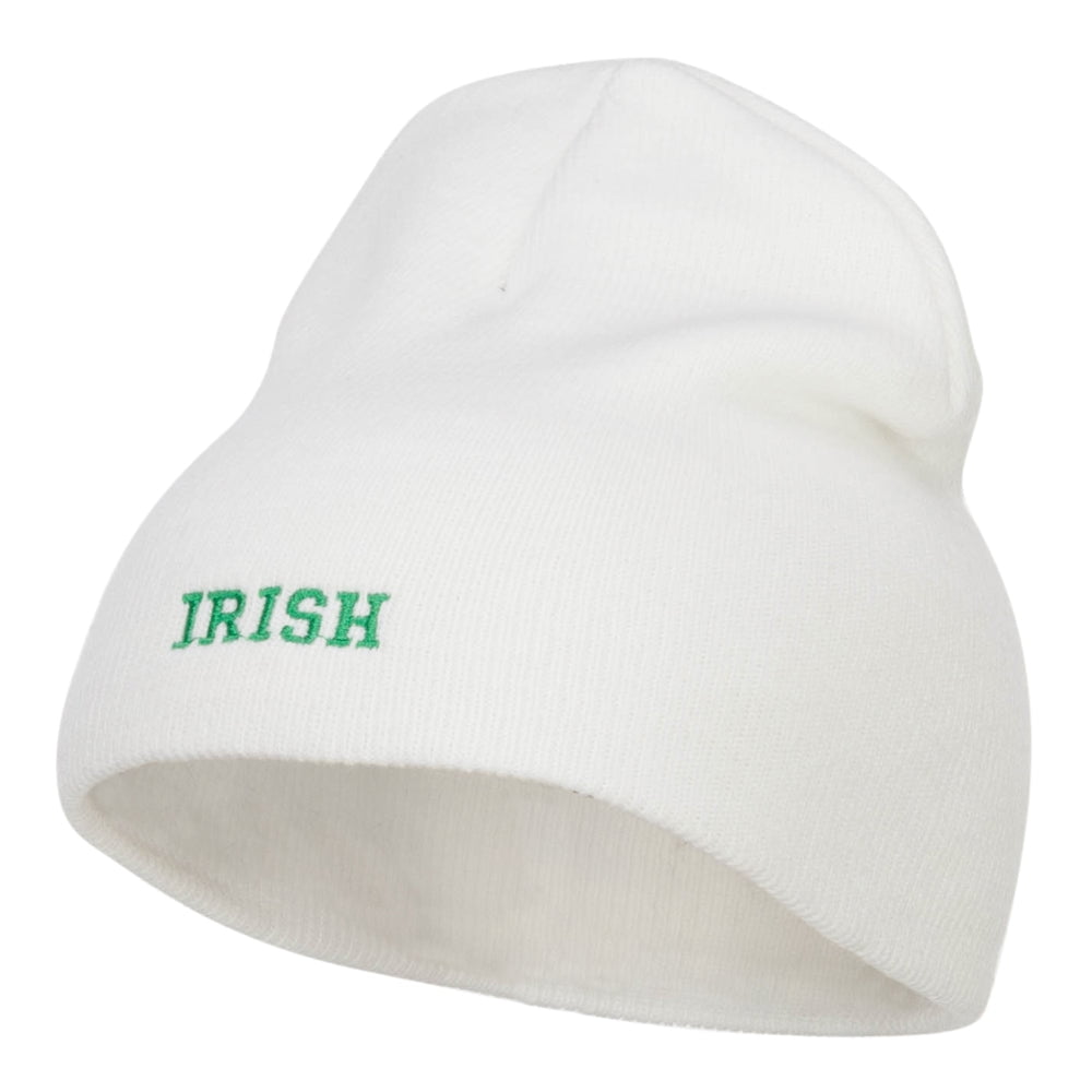 Mini Irish Embroidered Short Beanie - White OSFM - Walmart.com