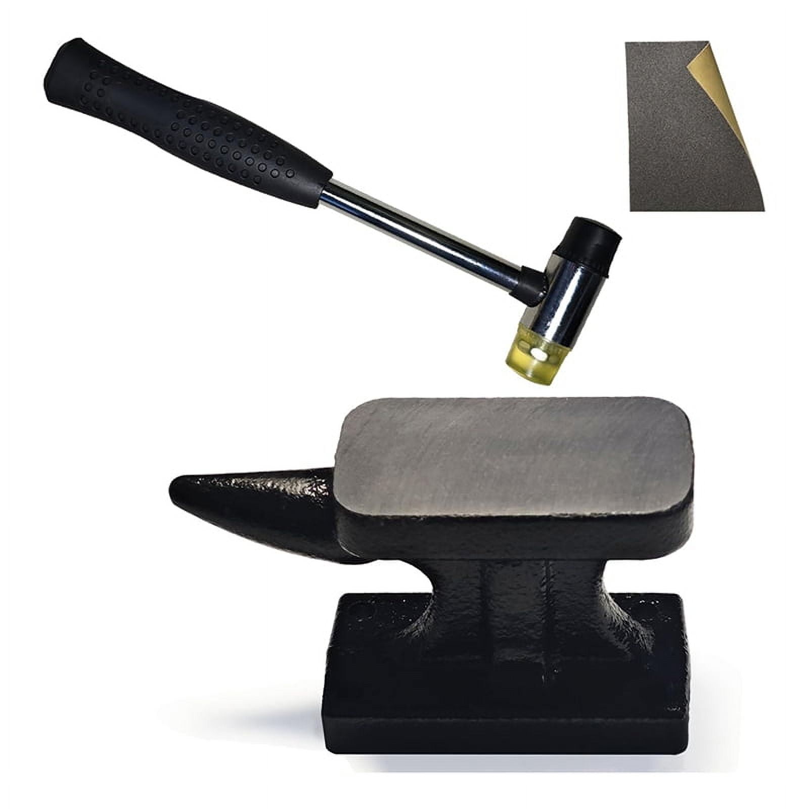 Mini Iron Horn Anvil & Hammer Set, 1.15 Lb ForgedIron Anvil with Rubber ...