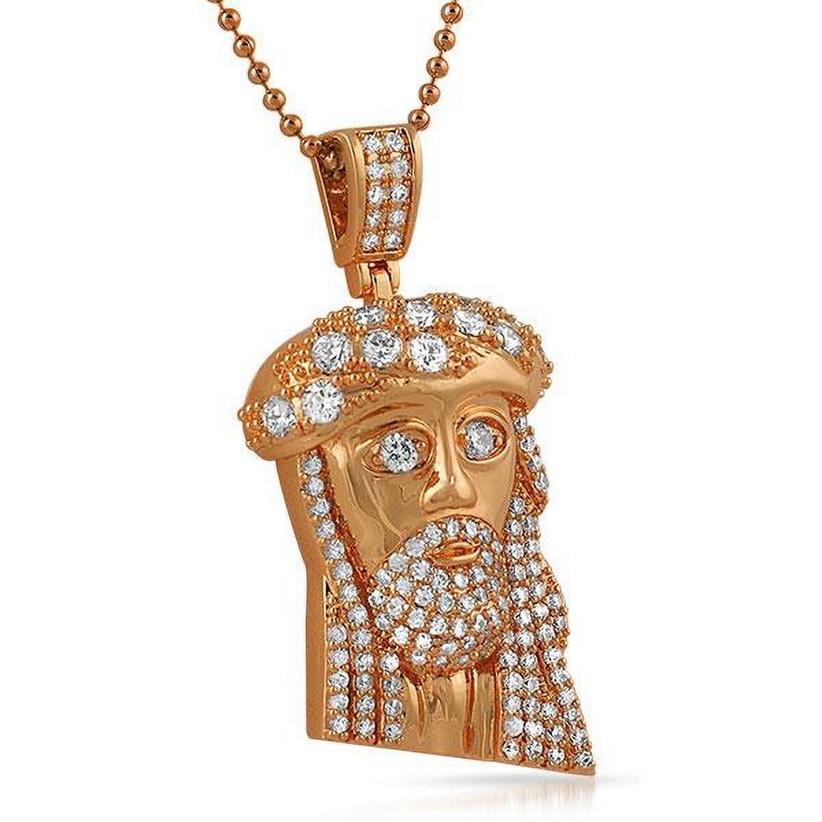 Mini Jesus Pendant Big Ice Crown Rose Gold - Walmart.com