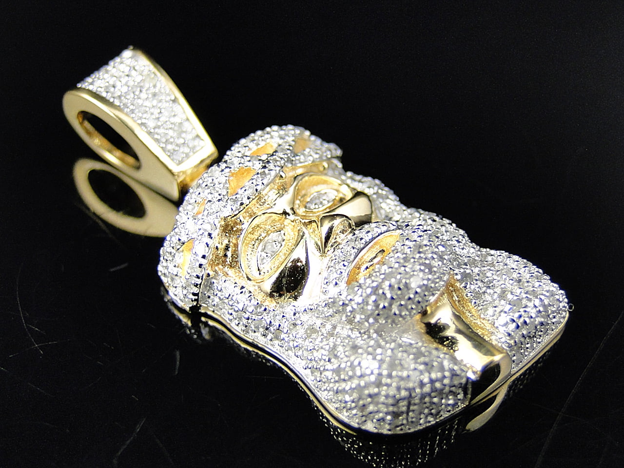 Mini Jesus Piece Real Diamond Pendant in Yellow Gold Finish(.70ct ...