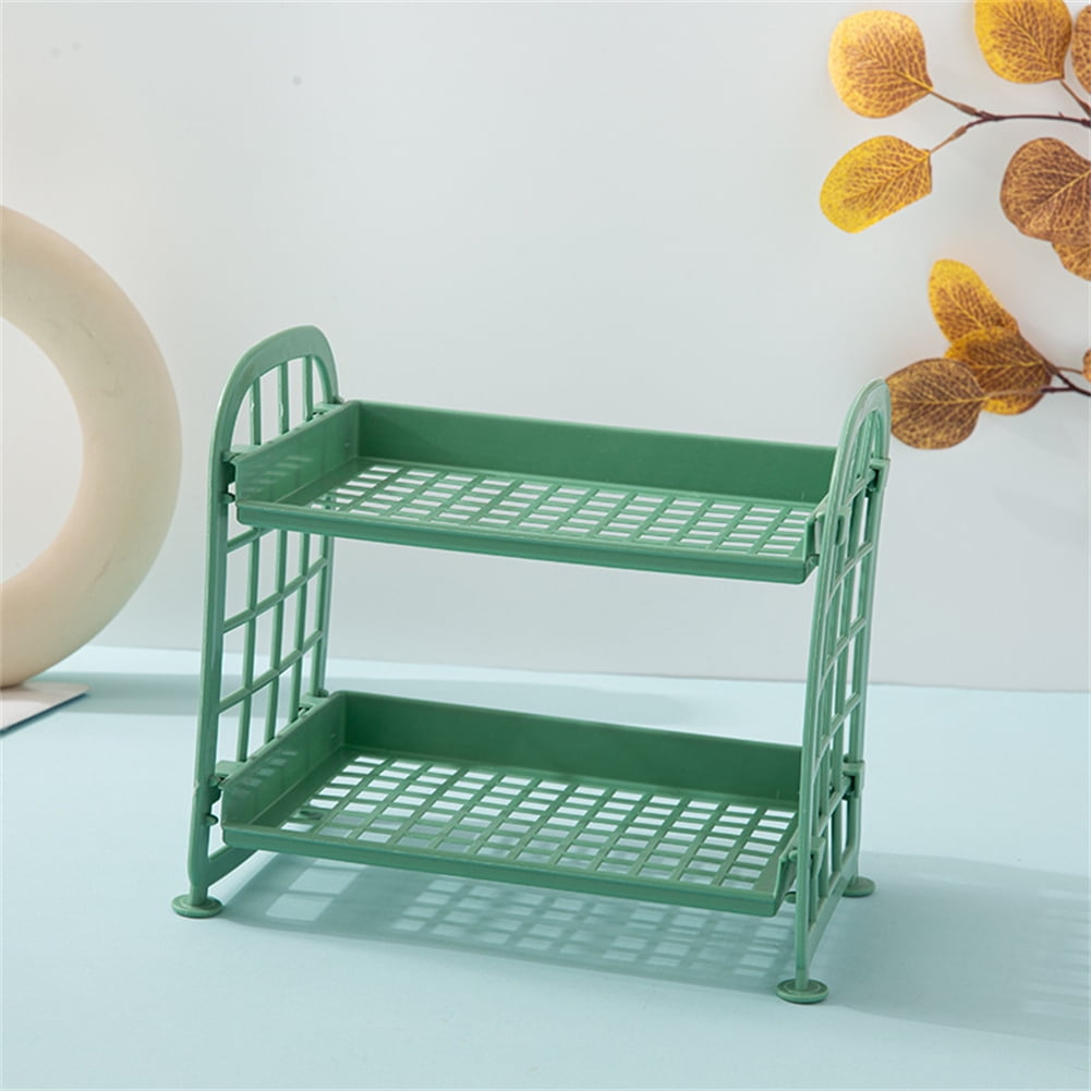 Mini Jewelry Cosmetics Organizer Double Layer Storage Rack Folding ...