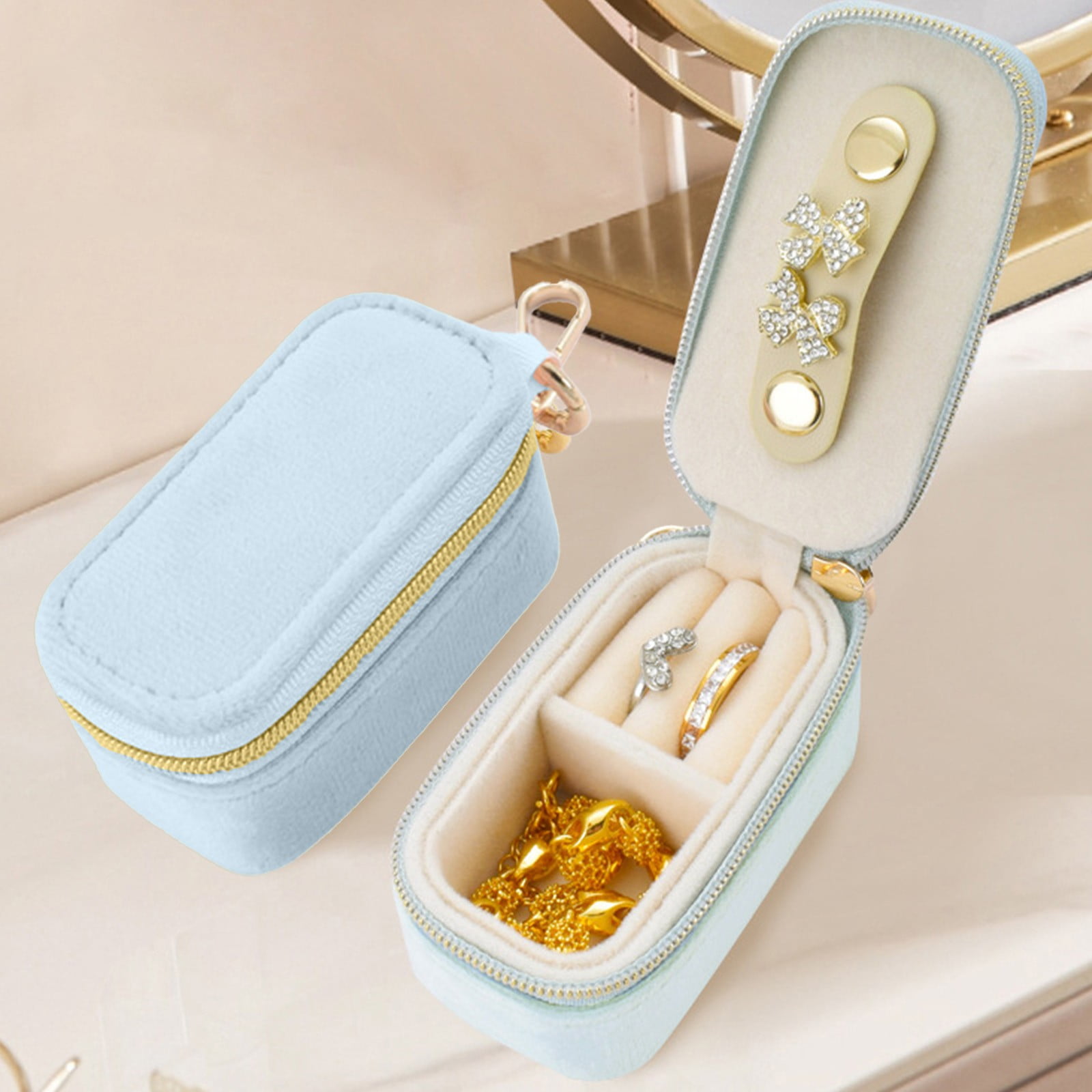 Mini Jewelry Travel Case,Velvet Small Travel Jewelry Box,Luxury Mini ...