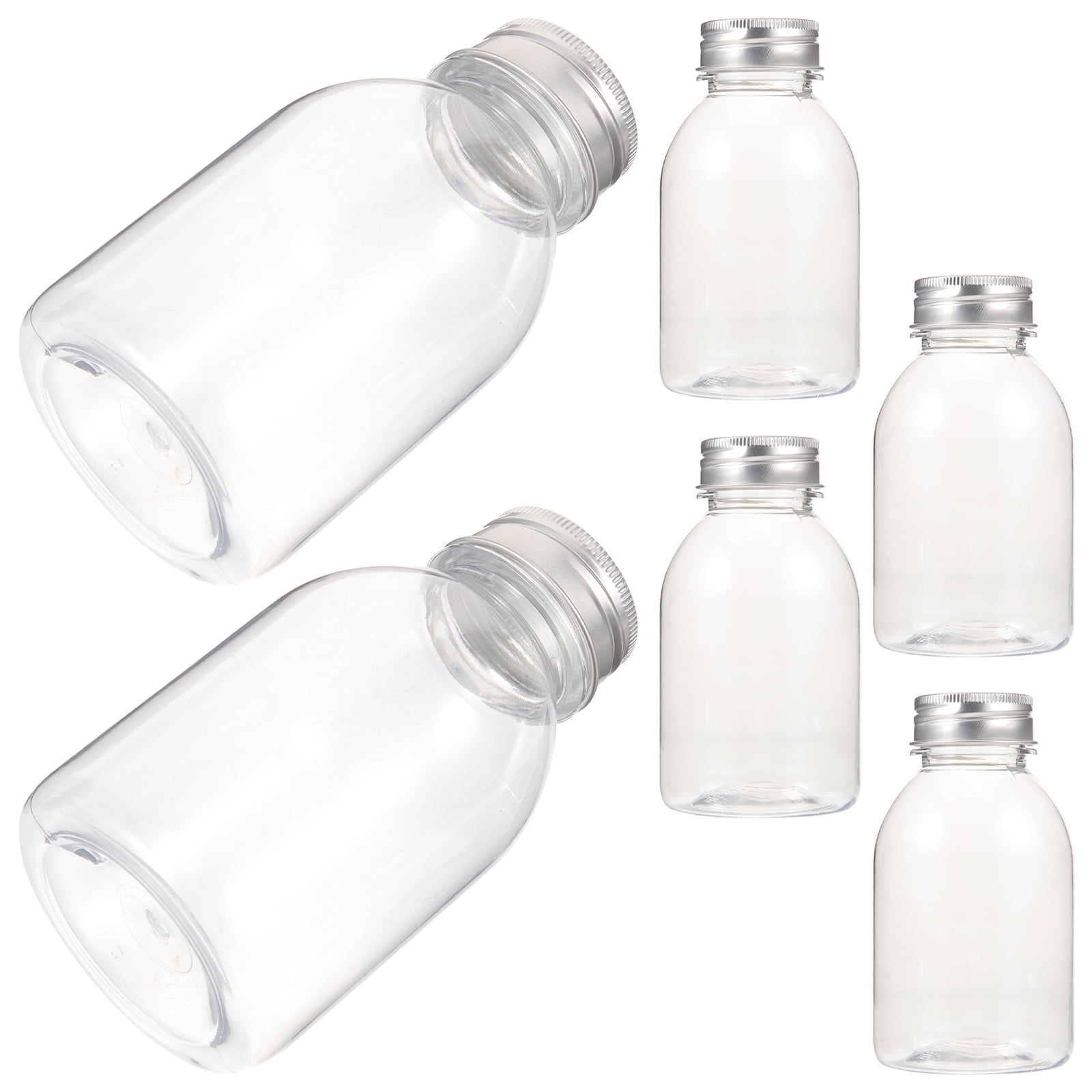 Mini Juice Bottles 250ml Transparent Milk Beverage 6pcs (with Aluminum ...