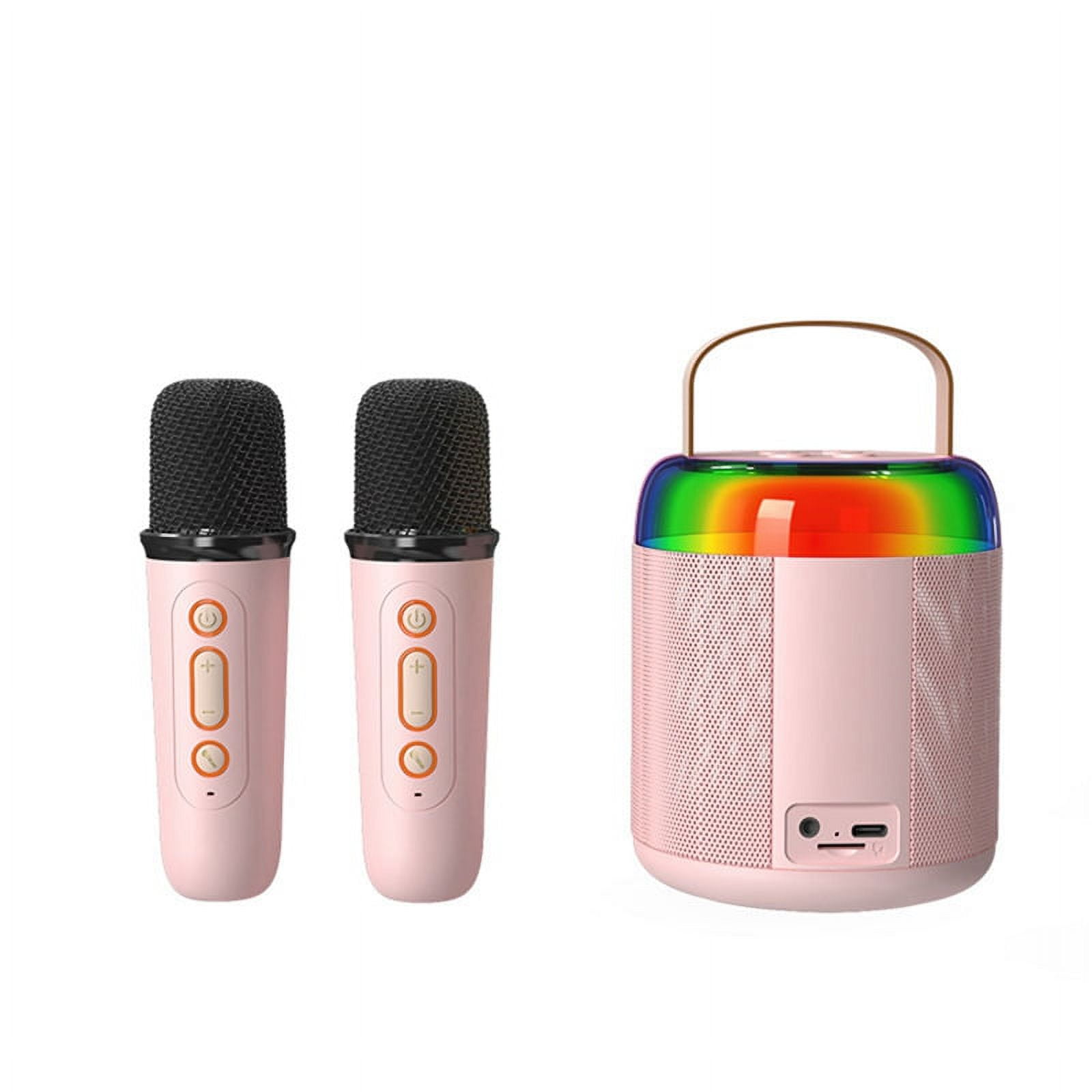 Mini Karaoke Audio with 2 Wireless Microphones for Kids Adults ...