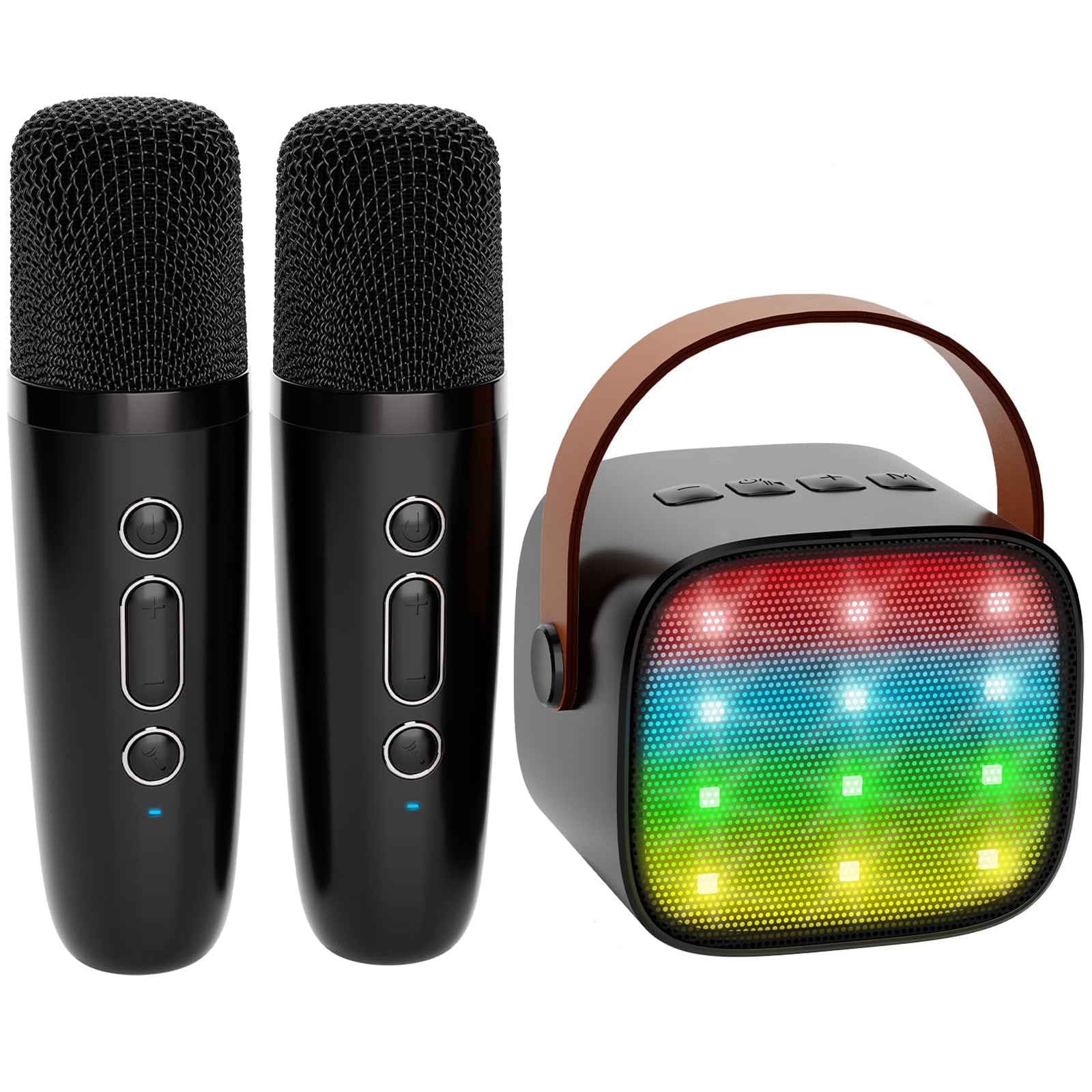 Mini Karaoke Machine with 2 Wireless Microphones for Kids Adults ...