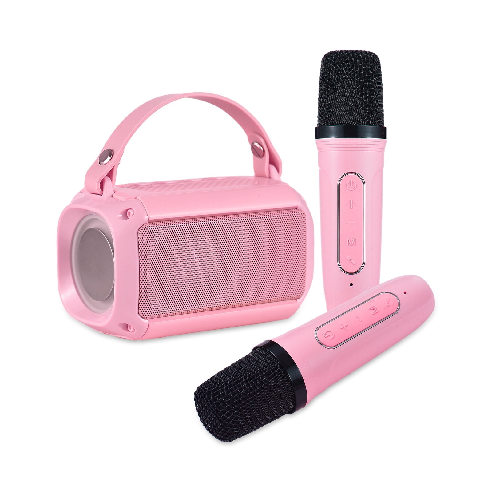 Mini Karaoke Machine with 2 Wireless Microphones Portable BT Speaker ...