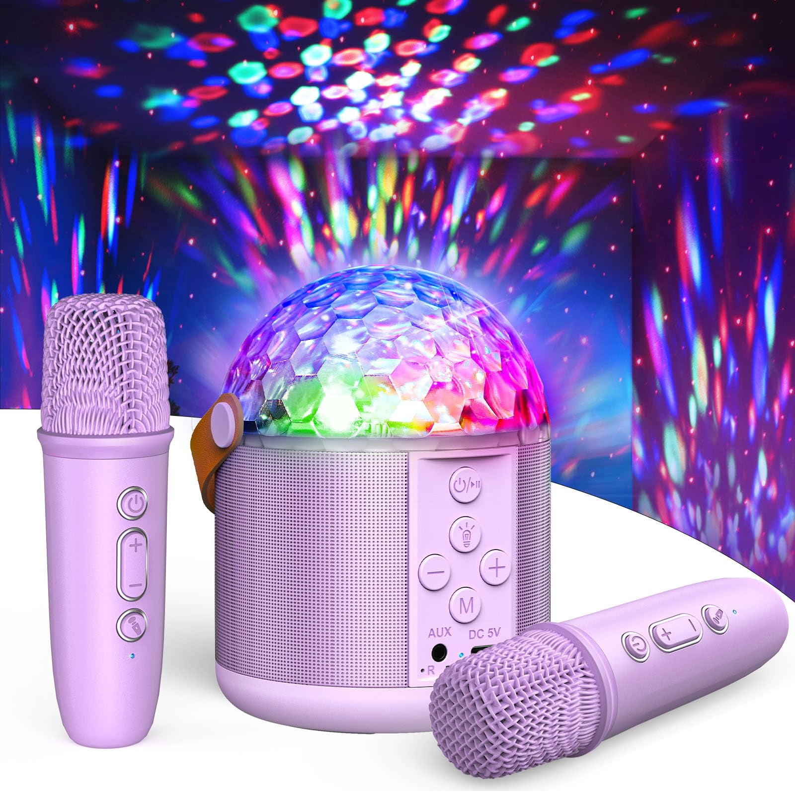 Mini Karaoke Machine with Disco LED Lights for Kids Adults, Portable ...