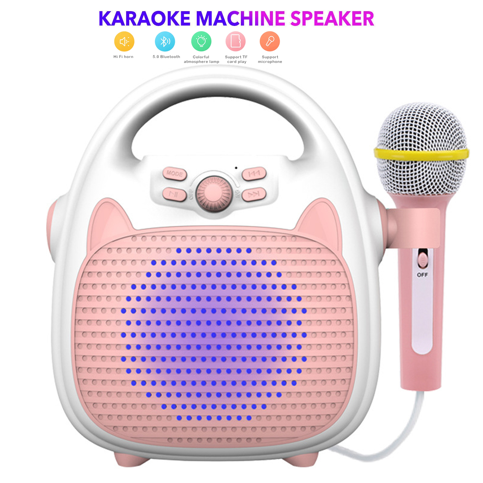 Mini Karaoke Machine with Wired Mic for Adults & Kids, Portable ...