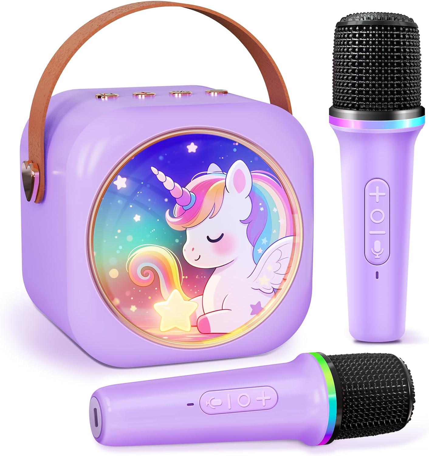 Mini Karaoke Machine with 2 Wireless Microphones,Gift for 3-12 Years ...