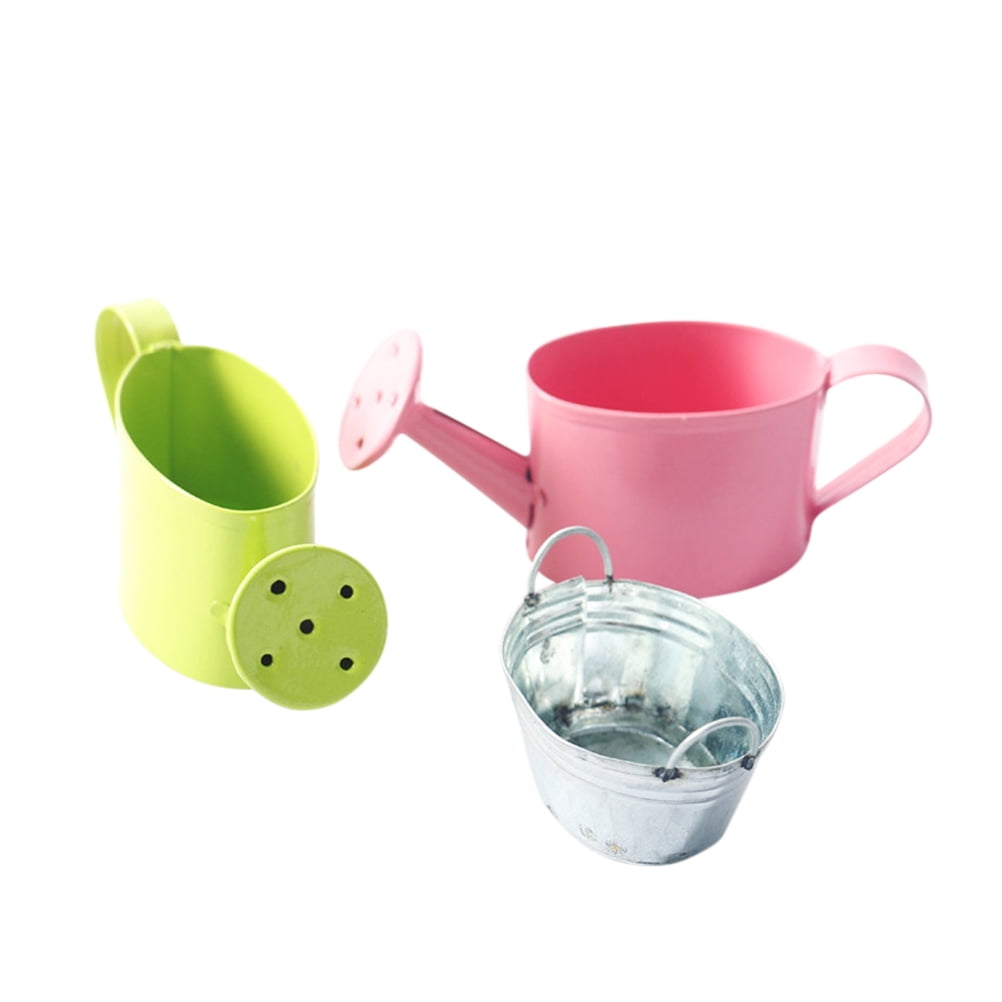 Mini Kettle Iron Bucket 3 Pcs Miniature Watering Pot Decor Ornament ...