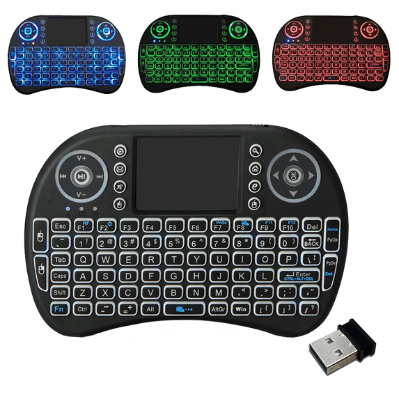 Mini Keyboard i8 2.4G Mouse Wireless with Touchpad, Tricolor Backlight ...