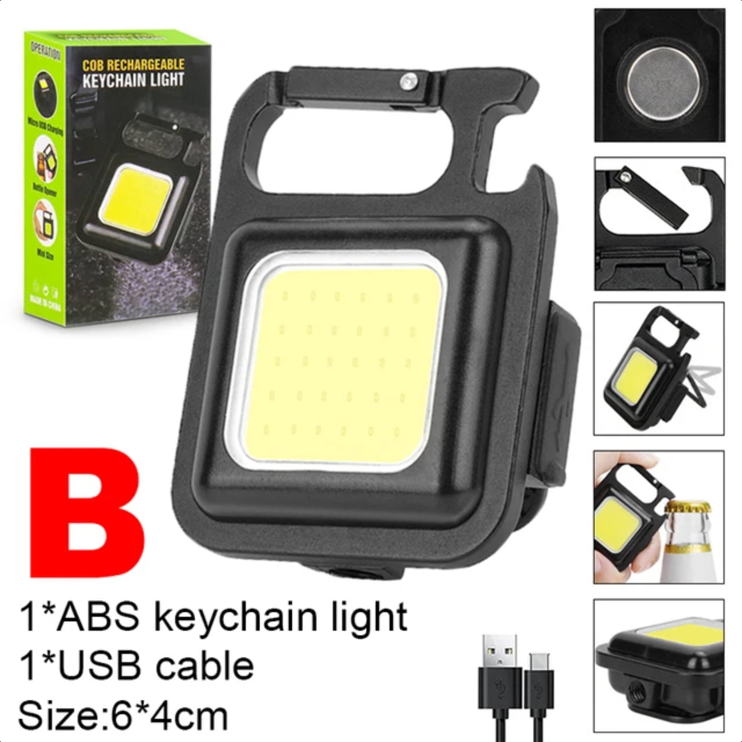 Mini Keychain Flashlights Multifunctional Portable COB Work Light USB ...