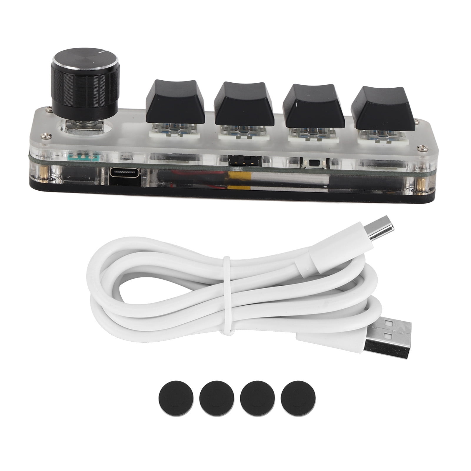 Mini Keypad 4 Keys 1 Knob Usb Or Bt Blue Switch Plug And Play Programmable Keypad With Backlit