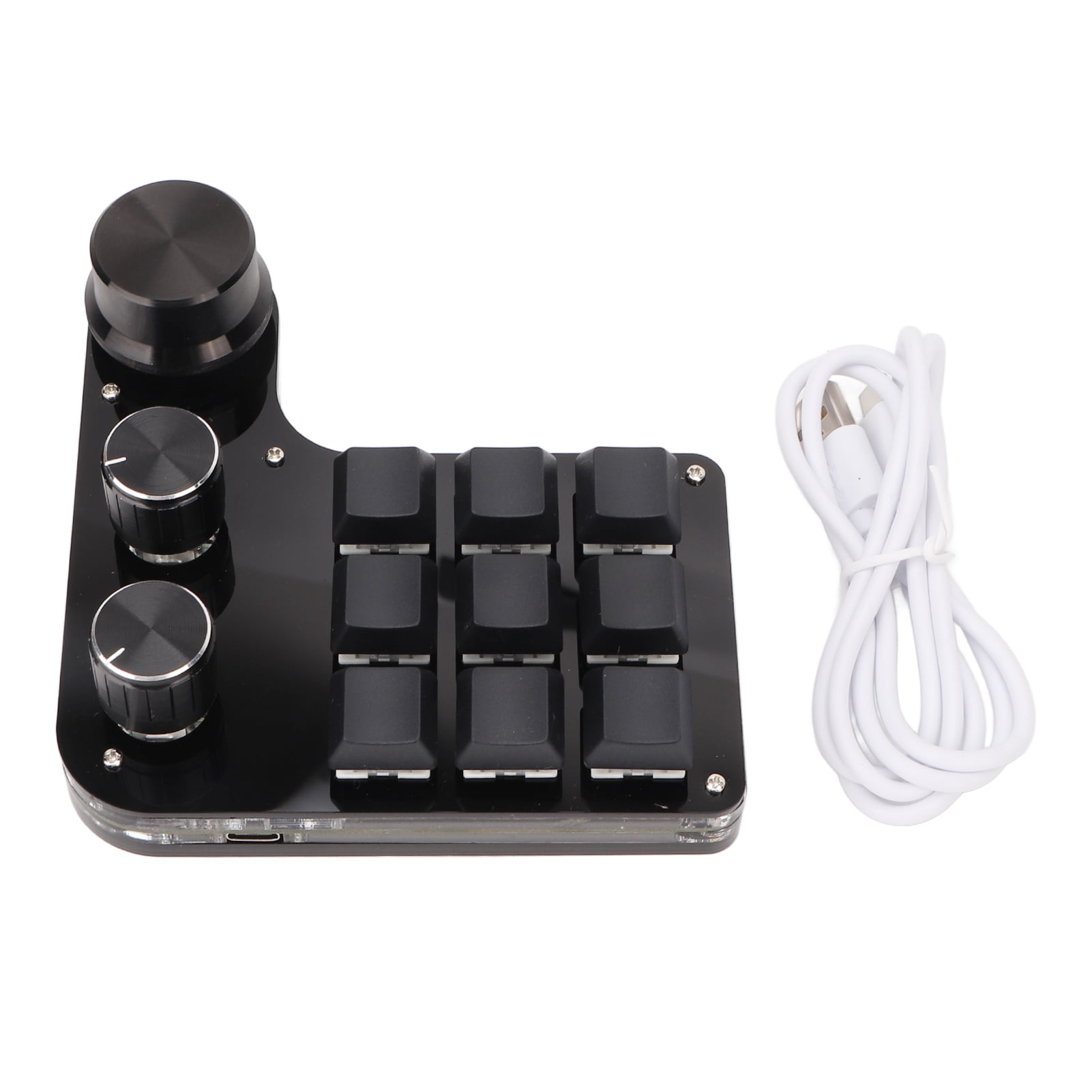 Mini Keypad 9 Keys 3 Knobs Backlit Blue Switch Plug And Play Programmable Keypad For Gaming