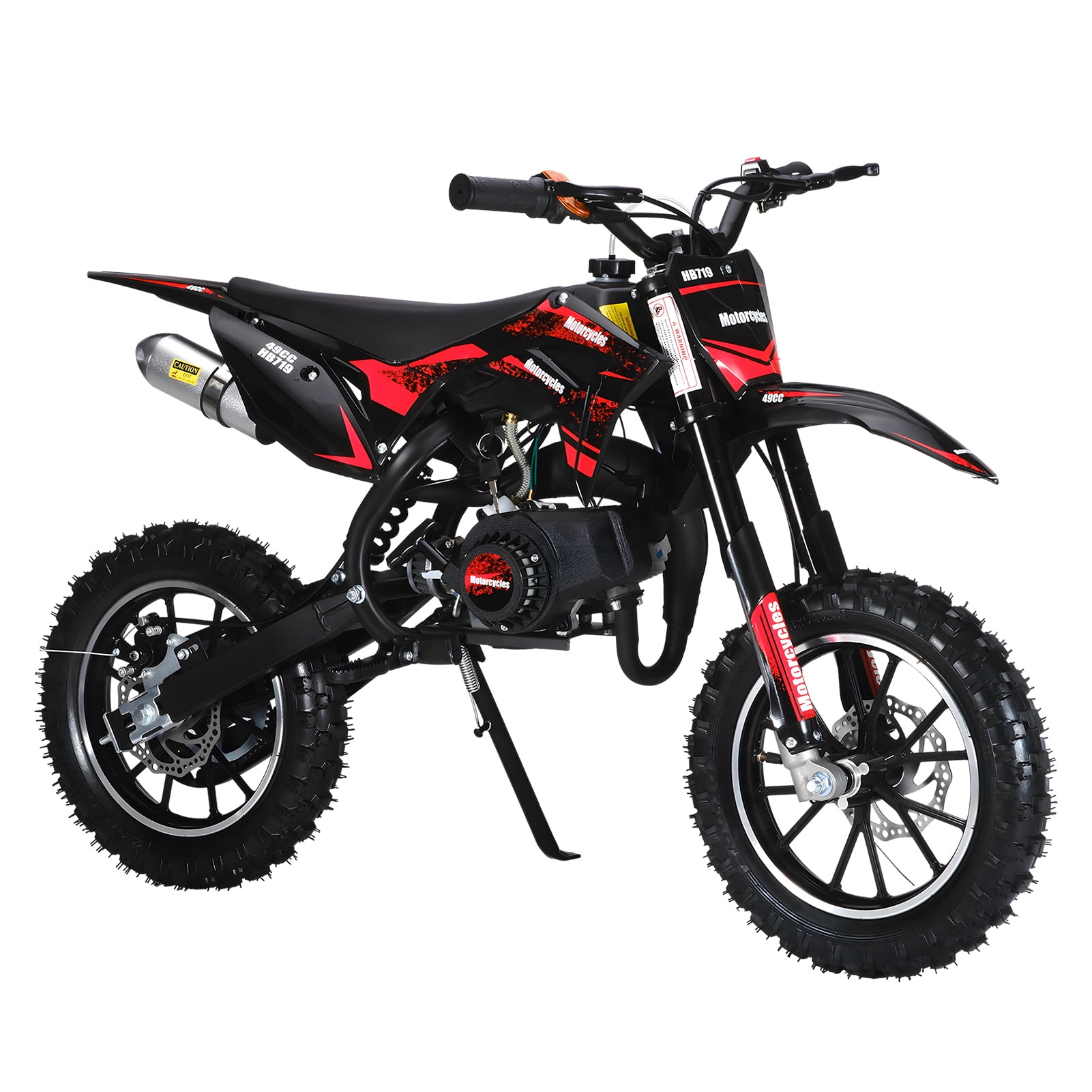 Mini Kid Dirt Bike, 49CC 2-Stroke Gas Powered Motorcycle with Off-Rode Tire, Front Rear Disc ...