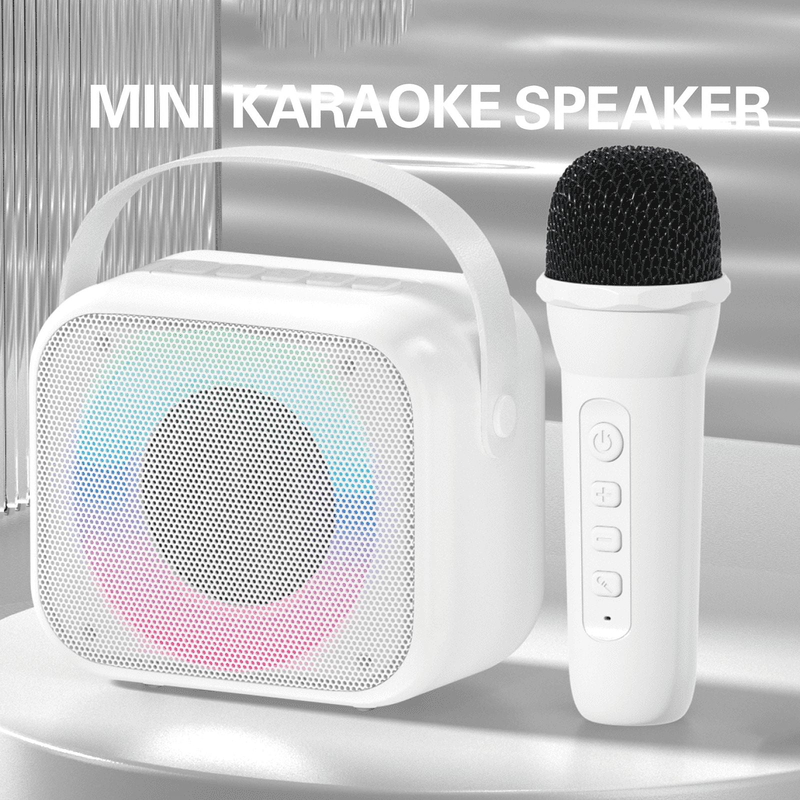 SIMR Mini Bluetooth Karaoke Speaker Set, Wireless Microphones, RGB ...