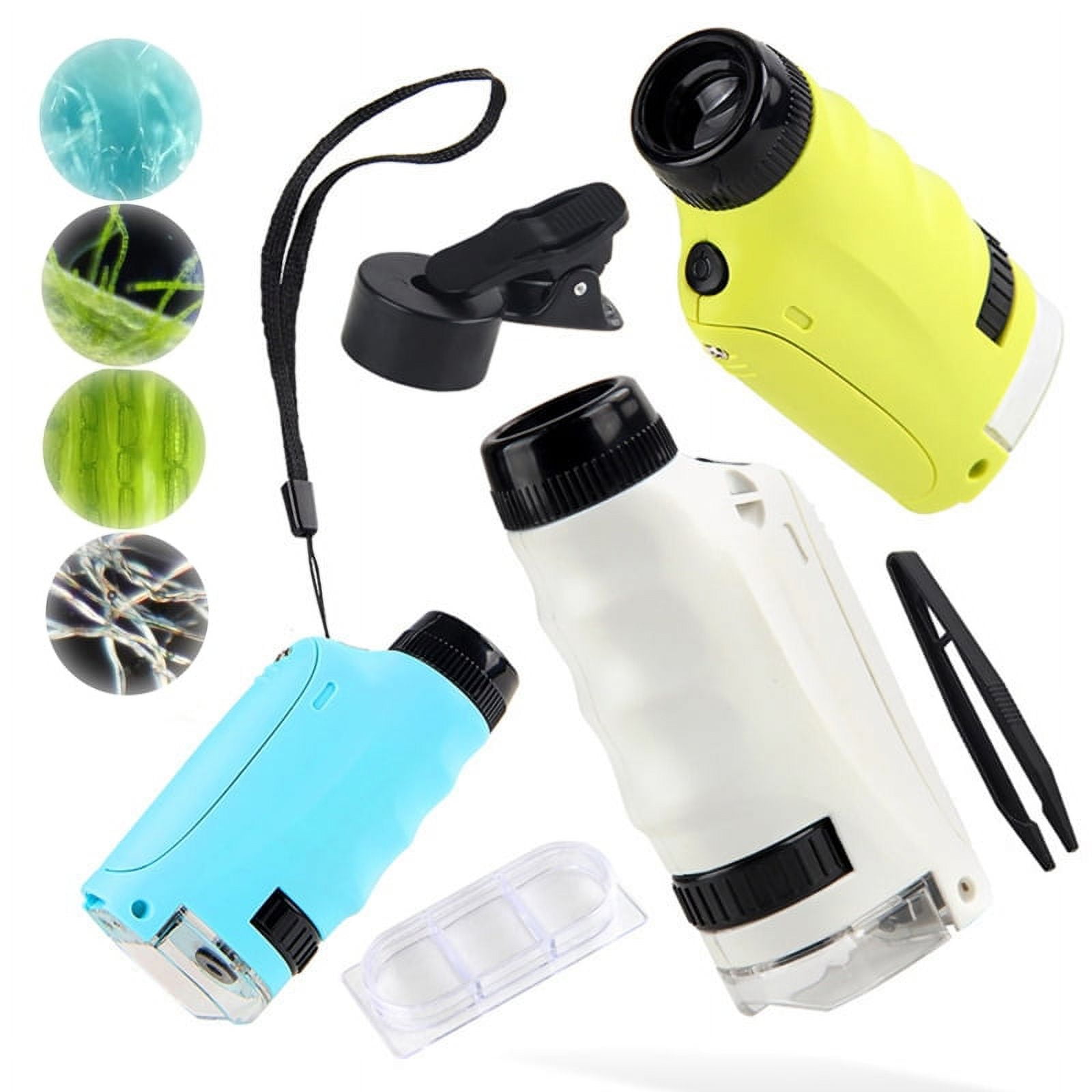 Mini Kids Microscope with LED 50-250X Zoom Magnification Clear Lenses ...