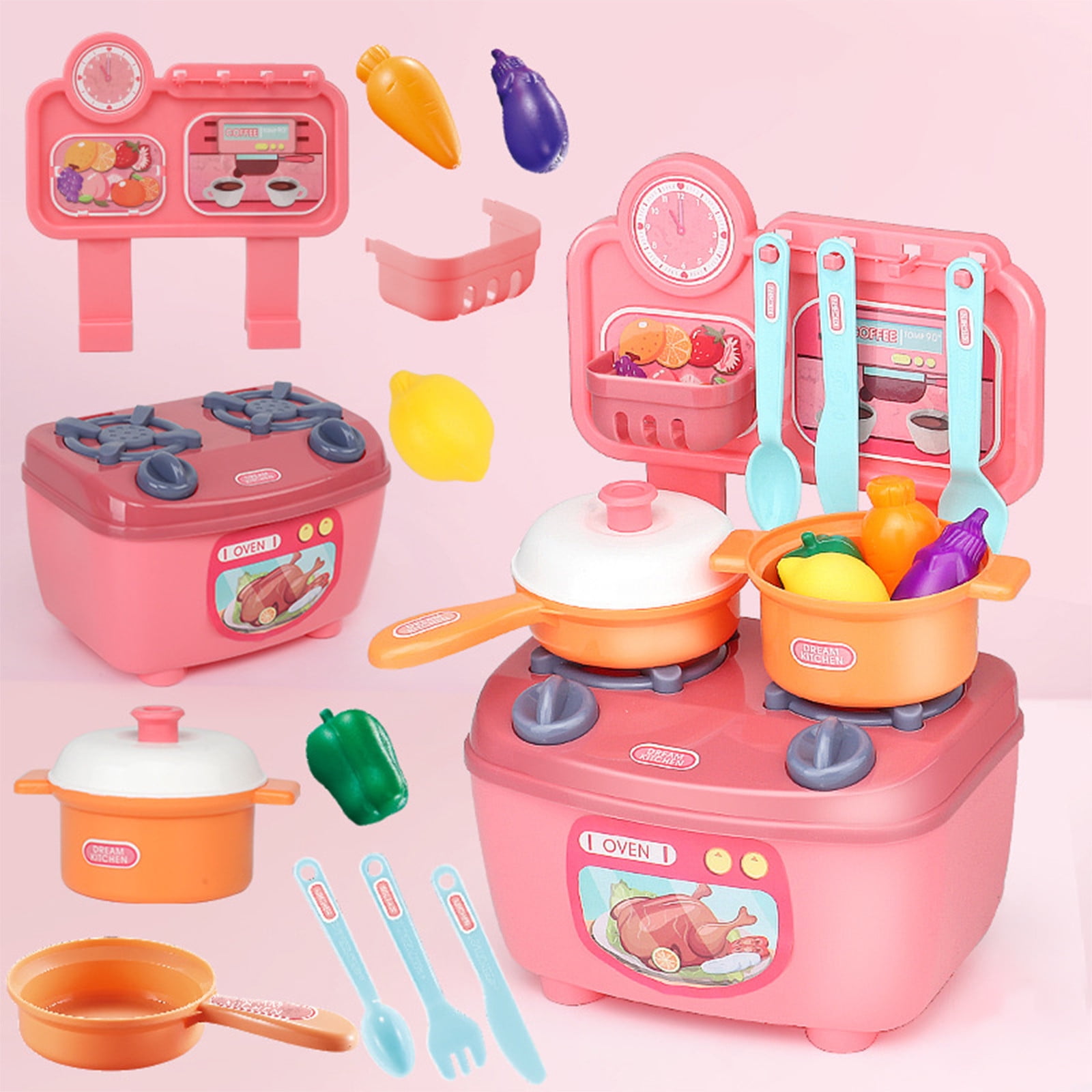 Mini Kitchen Playset for Kids - Realistic Water Spraying Toy Kitchen ...