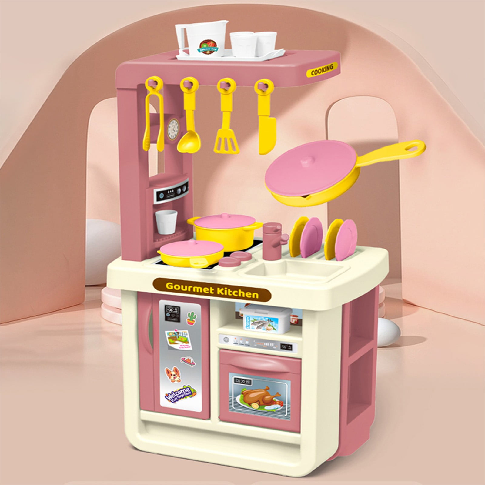 Mini Kitchen Playset Toy,Play Kitchen with Realistic Steam and Lights ...