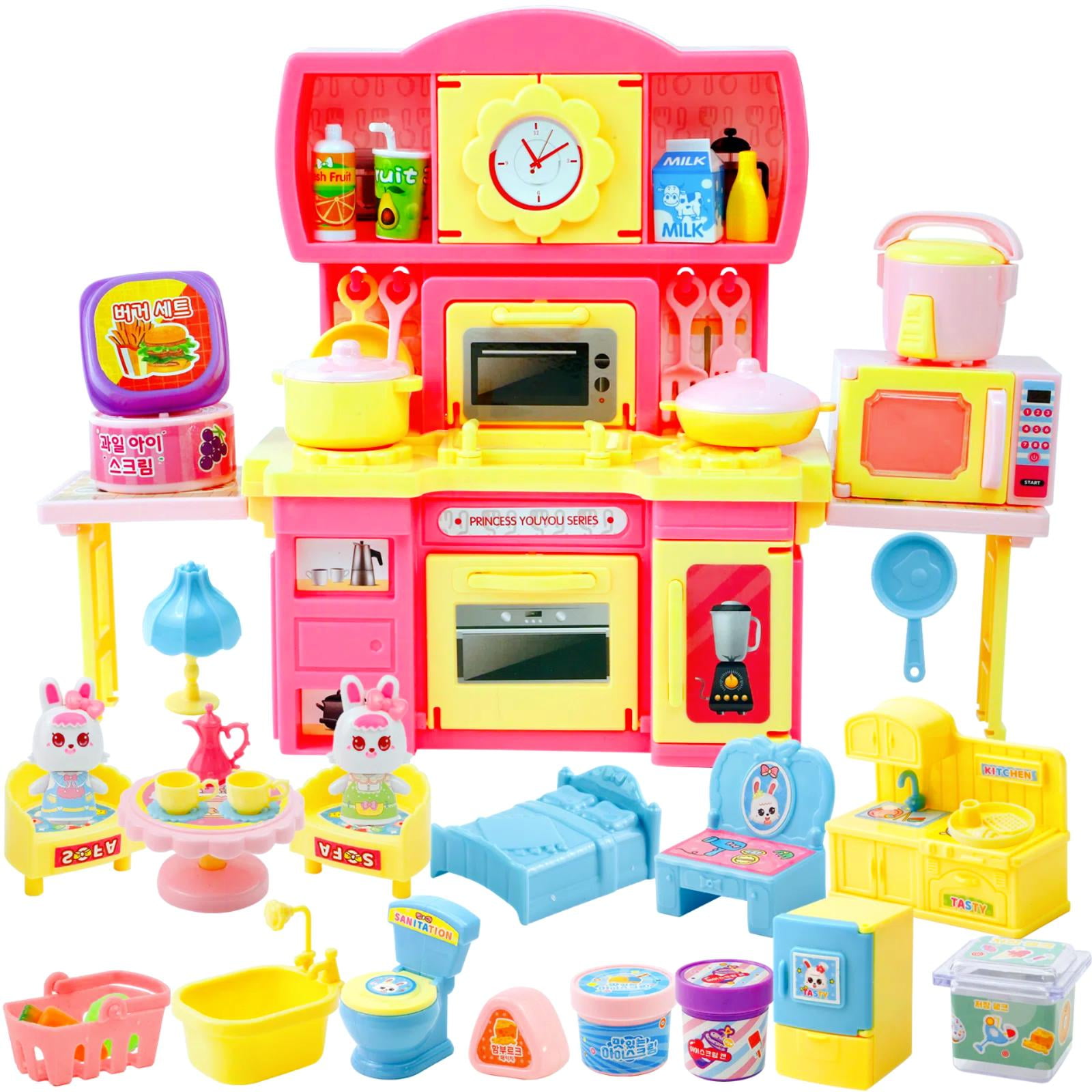 Mini Kitchen Playset Toy for Kids Girls Play Kitchen Set Toddler ...